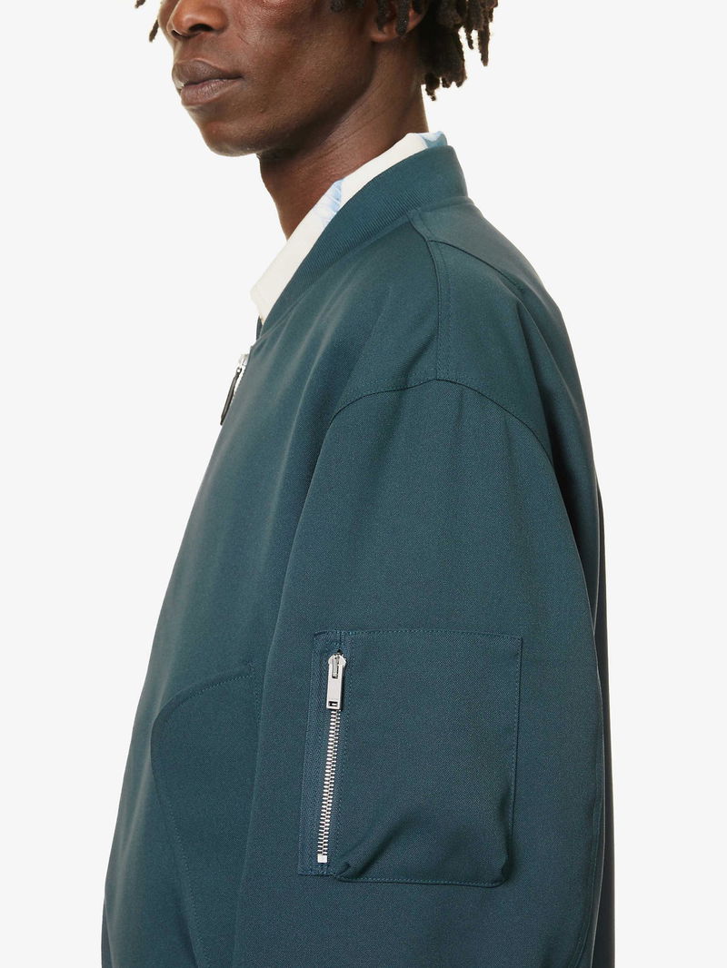 JIL SANDER Blouson Woven Bomber Jacket in MARINE | Endource