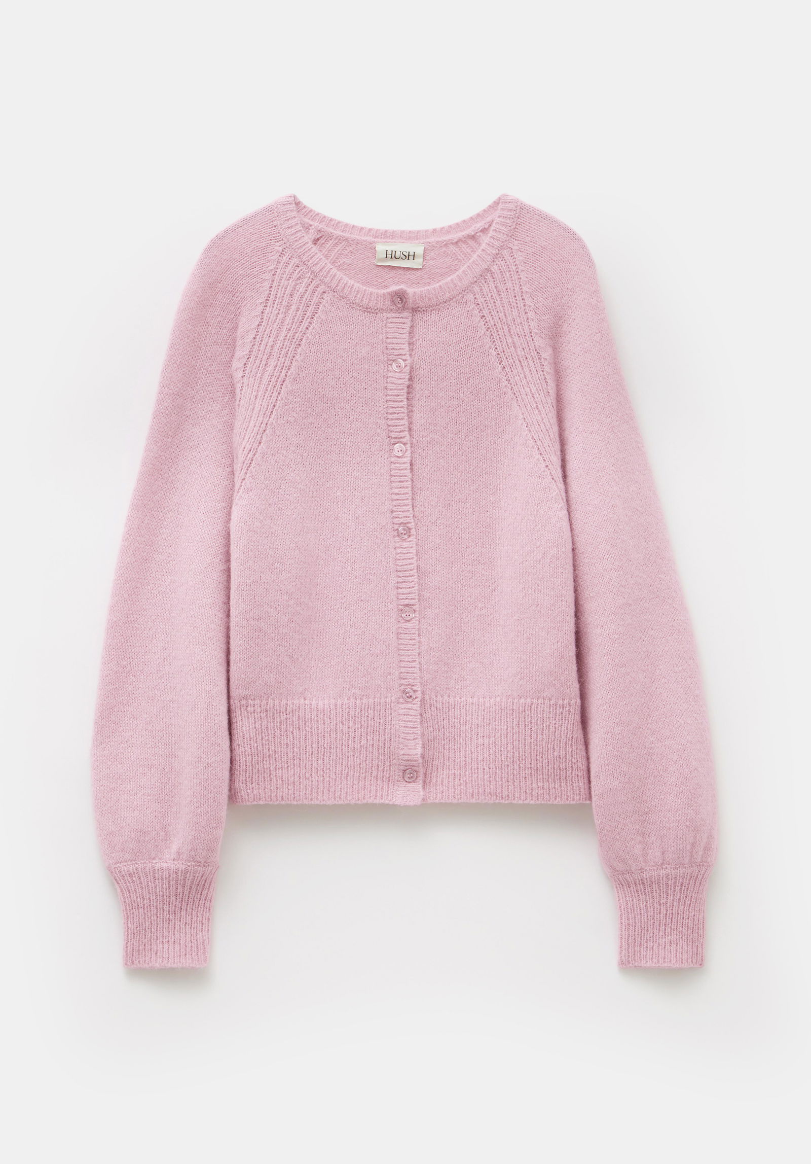 HUSH Sophia Wool Blend Cardigan in Soft Pink | endource