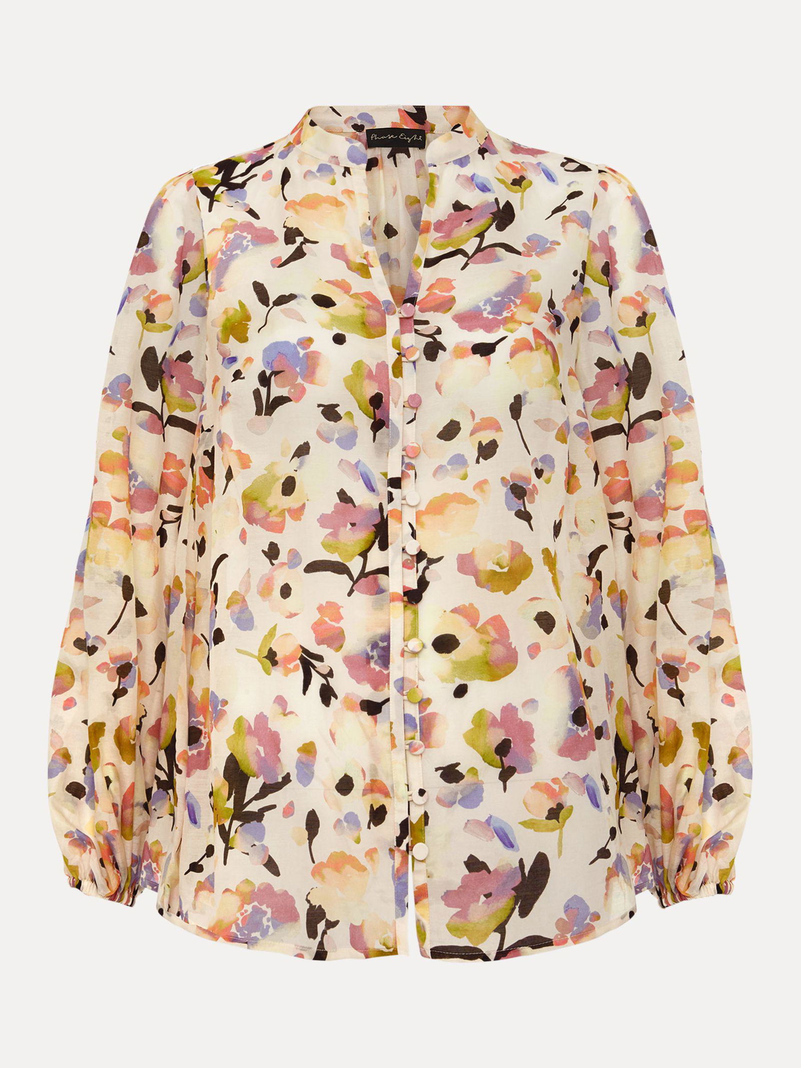 PHASE EIGHT Maddie Watercolour Silk Blouse in Ivory/Multi | endource