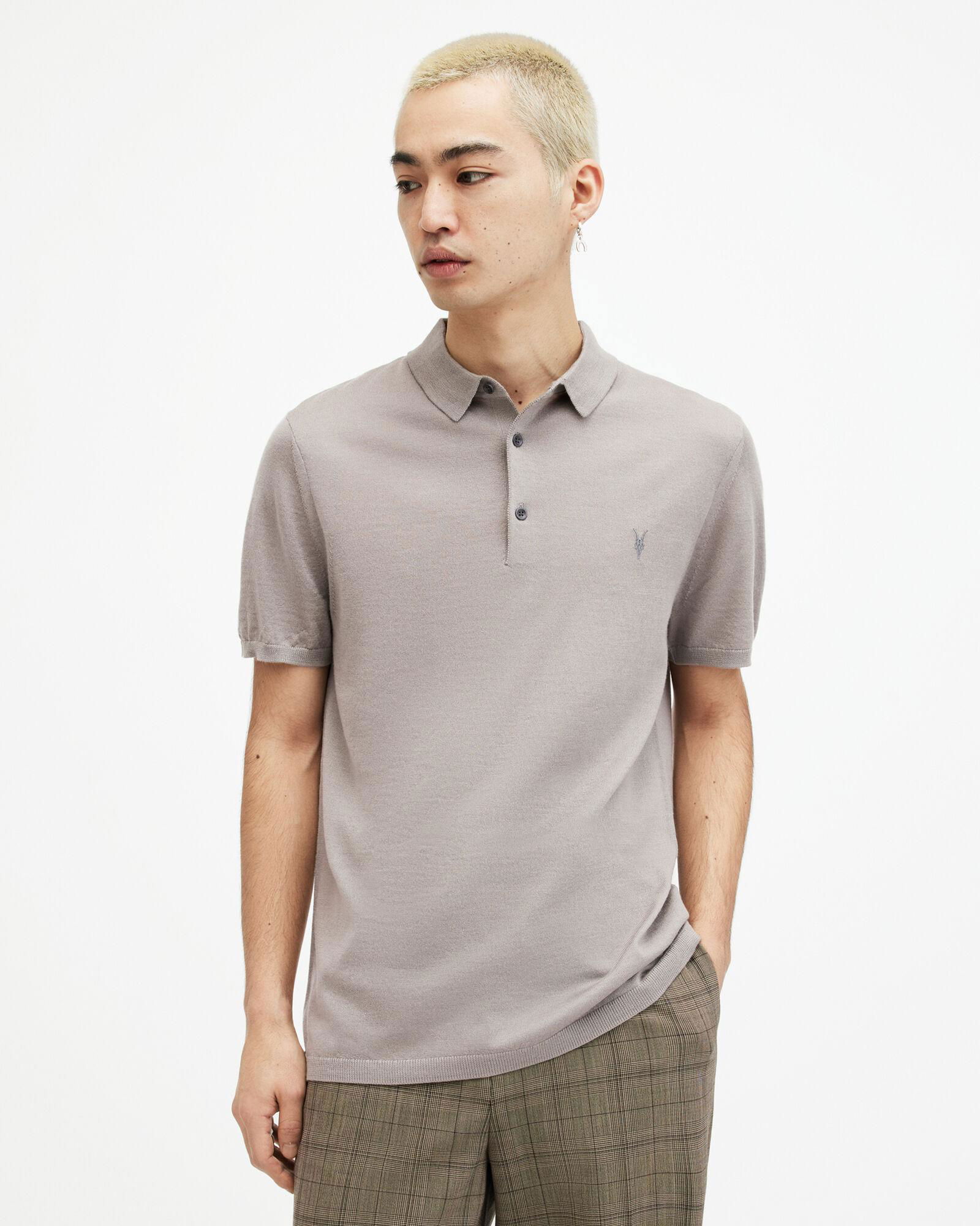 ALLSAINTS Mode Merino Short Sleeve Polo Shirt in Chestnut Taupe | endource