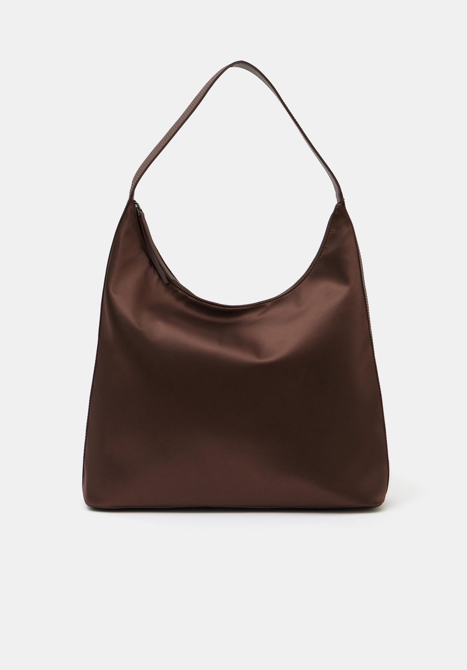 HUSH Satin Scoop Tote Bag in Chocolate Brown | endource