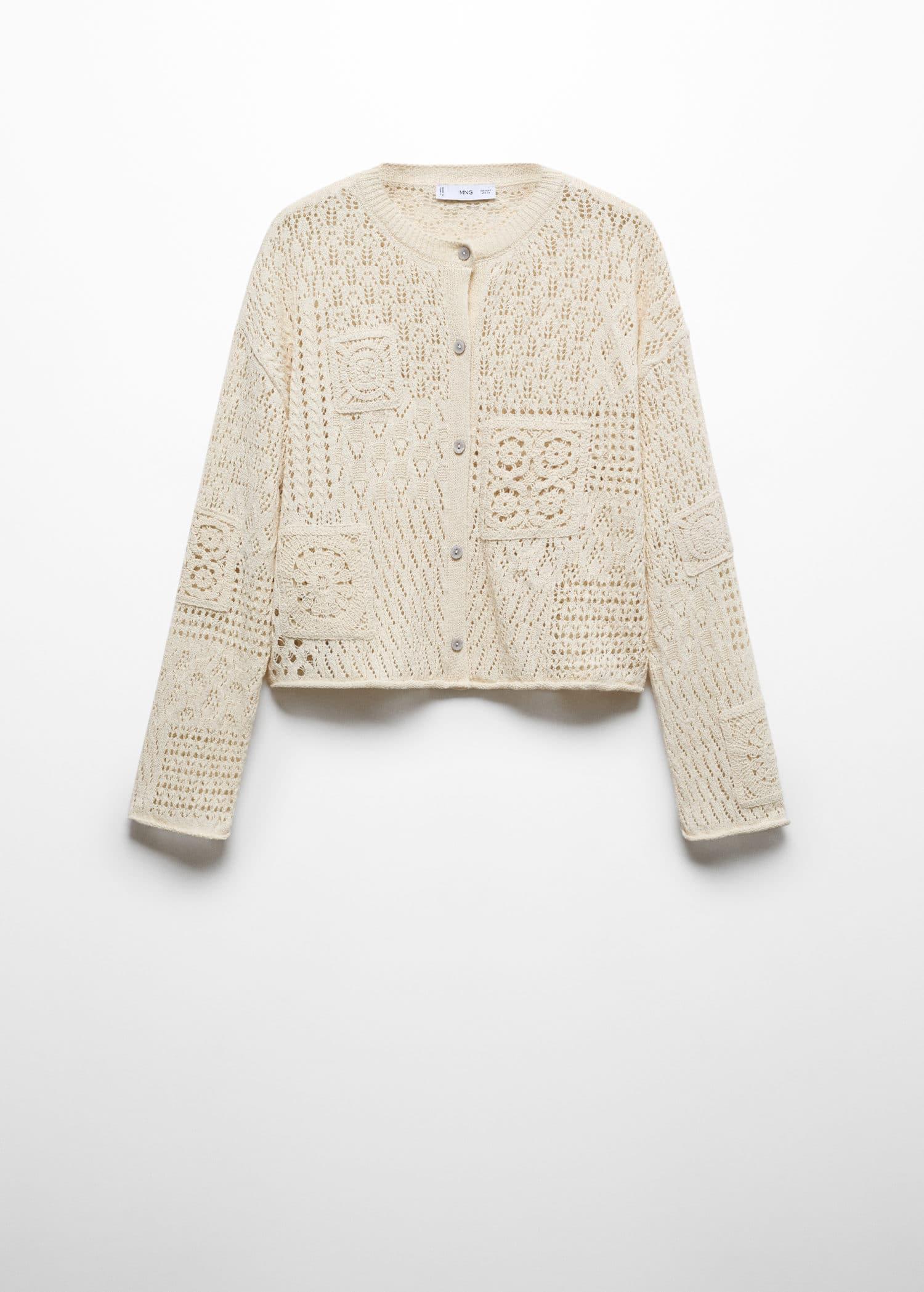 MANGO Crochet Cardigan in Off White | endource