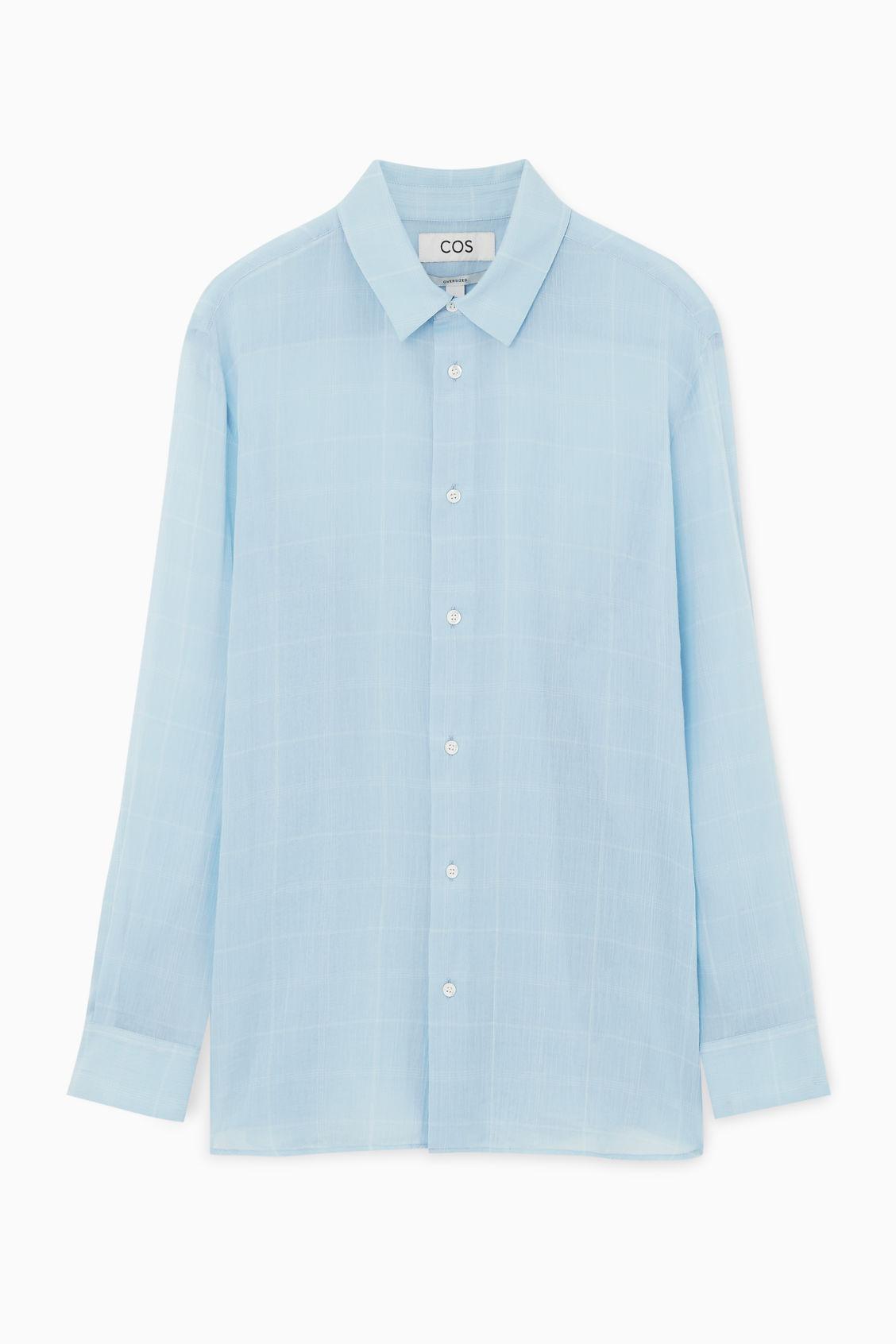 COS Oversize Sheer Checked Shirt in BLUE | Endource