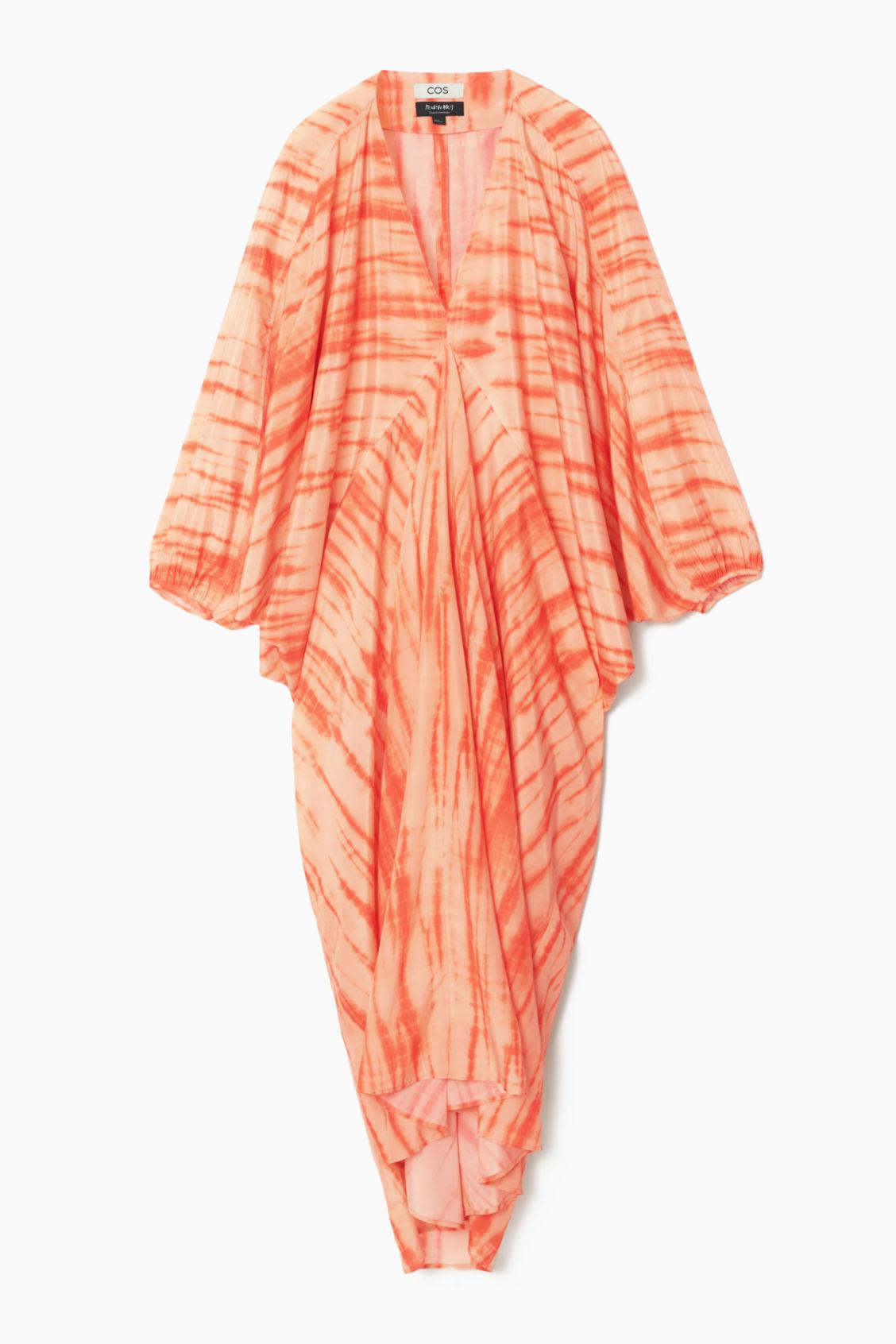 COS Cos × Tabata Shibori - Oversized Silk Kaftan Dress in ORANGE | endource