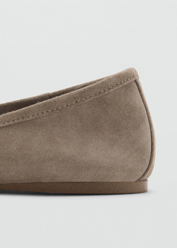 MANGO Leather Ballet Flats With Bow | endource