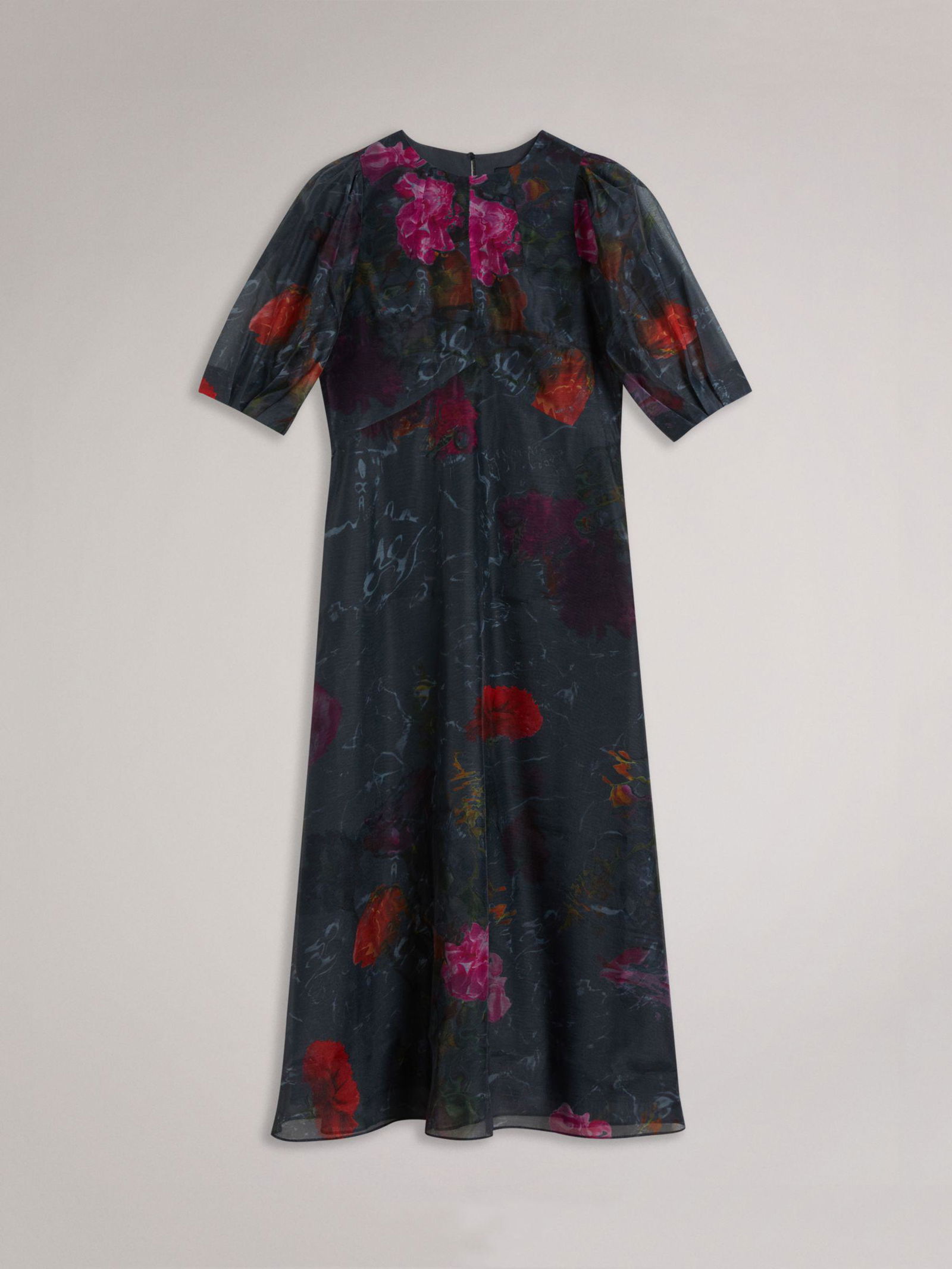 TED BAKER Mekayla Floral Midi Dress in Black/Multi | Endource