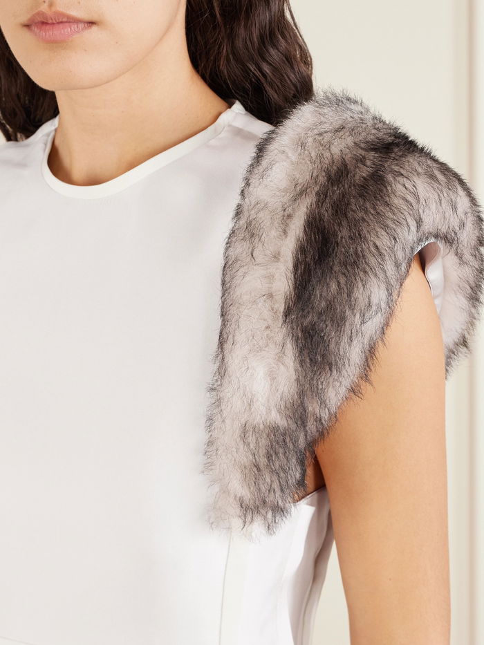 JIL SANDER Paneled Shearling-trimmed Satin-twill Maxi Dress | endource
