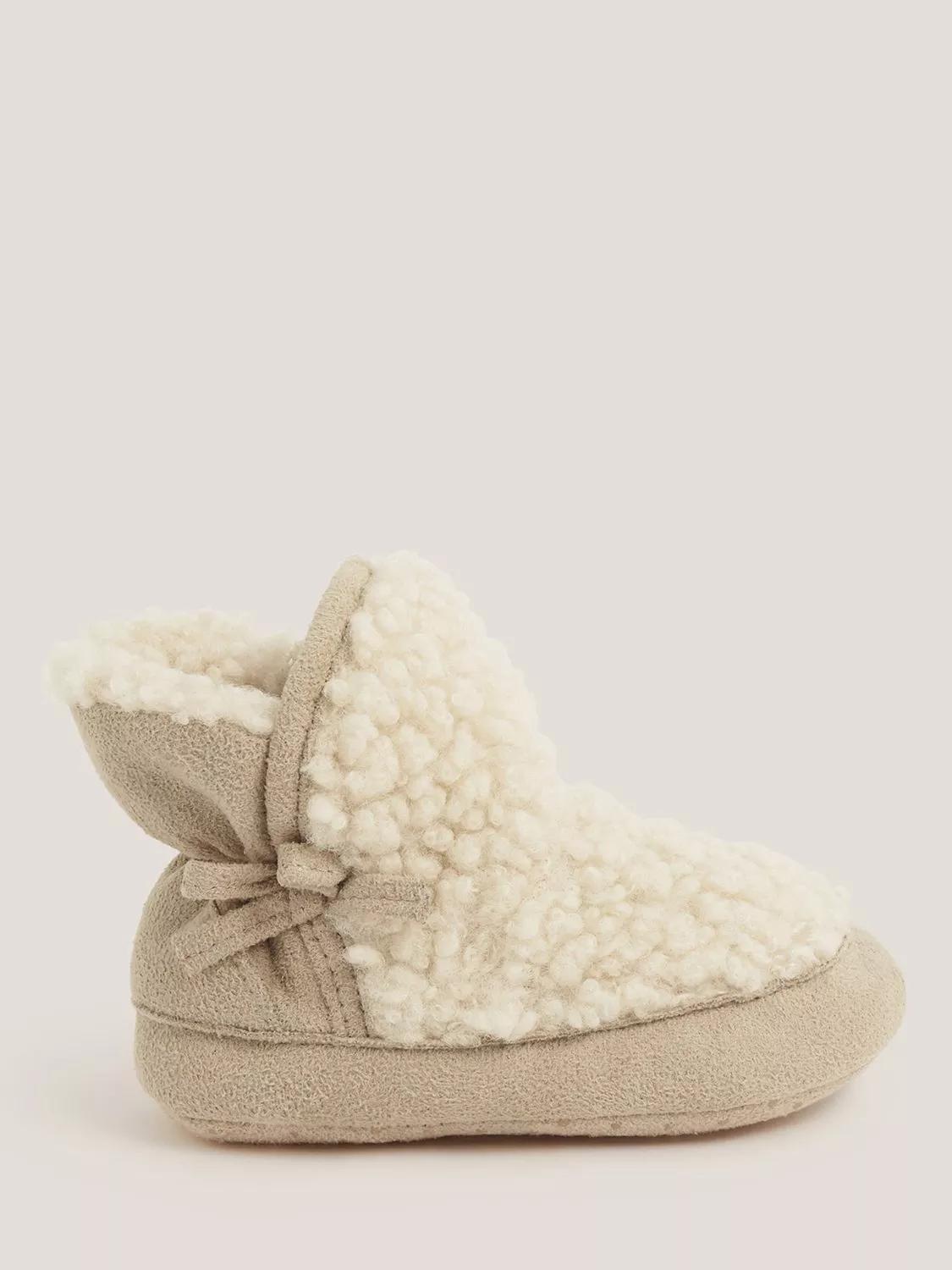 Monsoon Baby Borg Booties, Cream | endource
