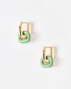 OLIVER BONAS Indie Gold & Green Enamel Drop Hoop Earrings | endource