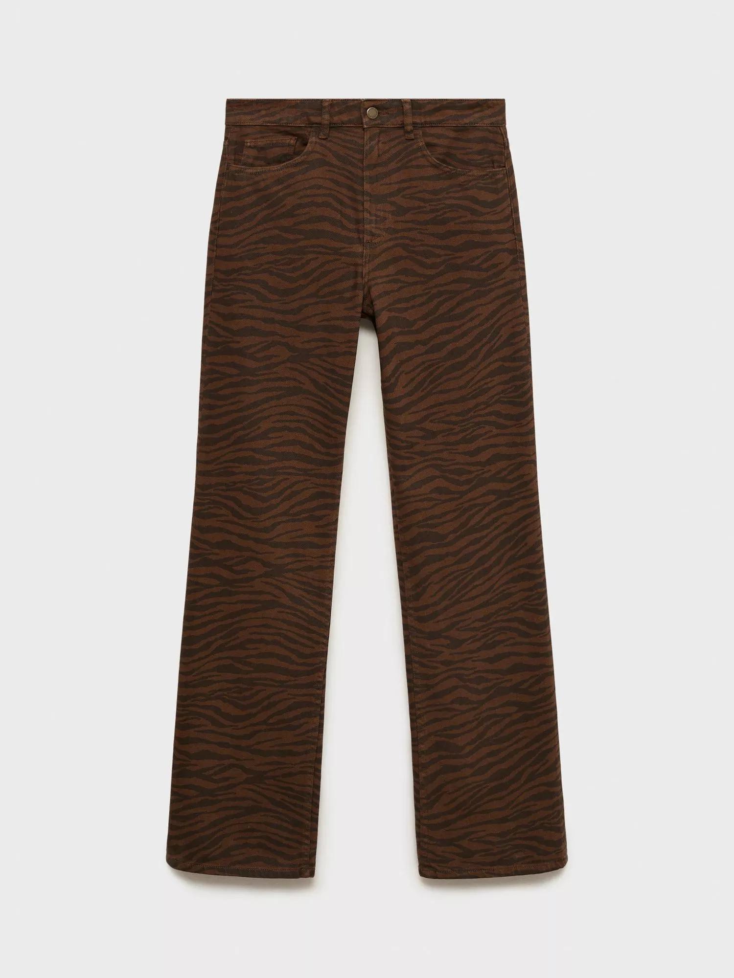 MANGO Zebra Print Jeans in Brown/Multi | endource