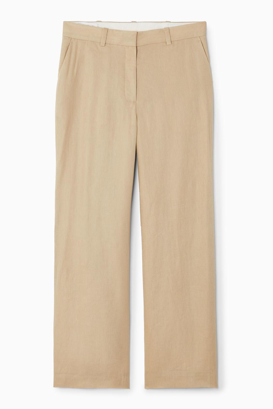 COS Linen-Blend Flared Trousers in BEIGE | Endource