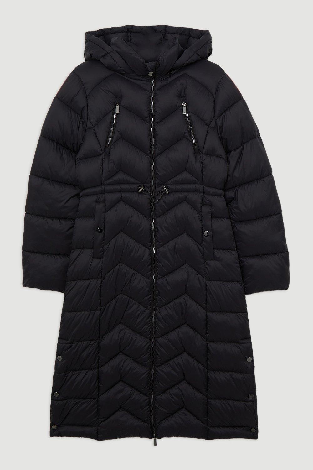 KAREN MILLEN Petite Lightweight Knee Length Packable Coat in Black ...