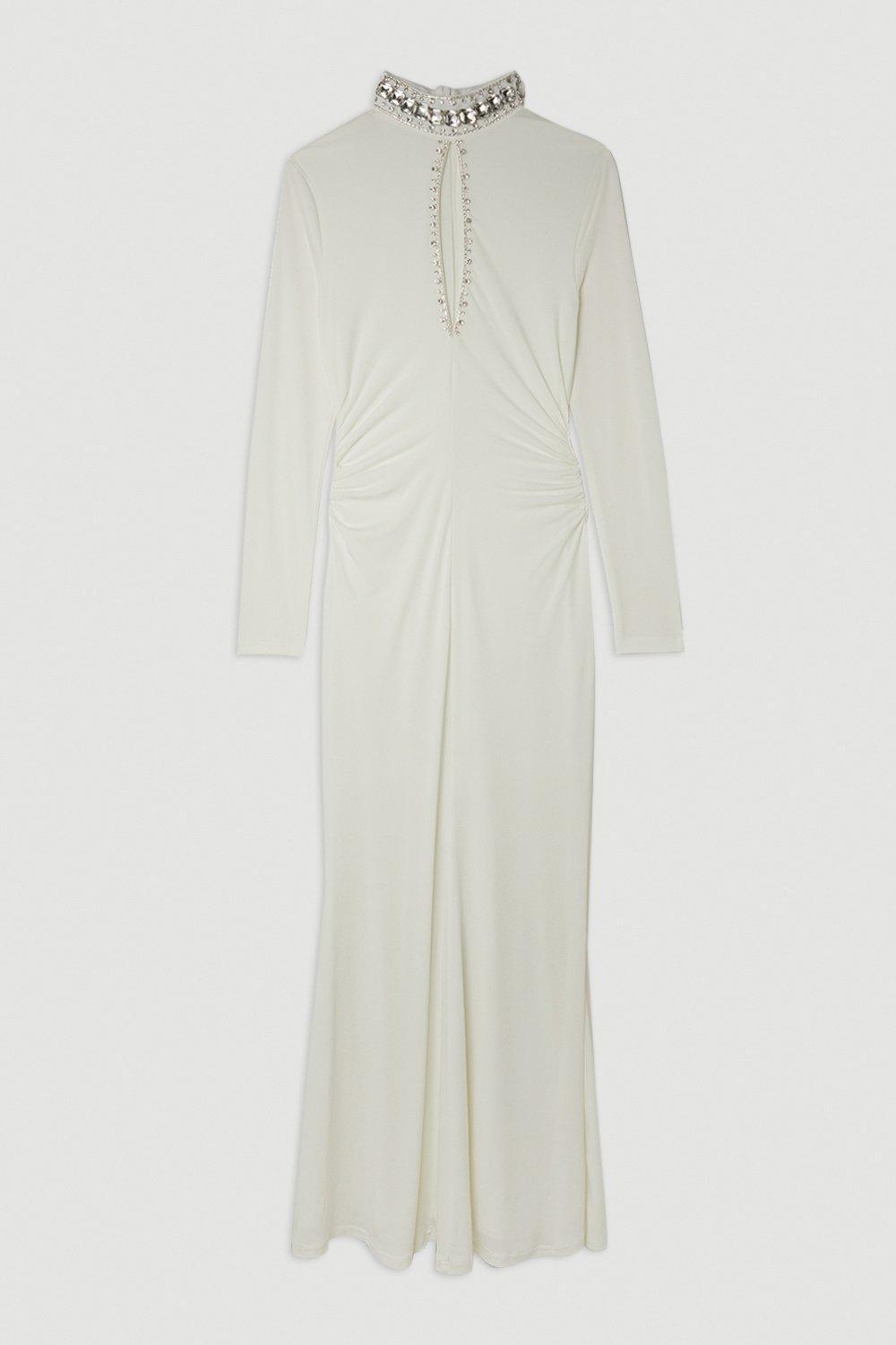 KAREN MILLEN Petite Embellished Maxi Dress in Ivory | endource
