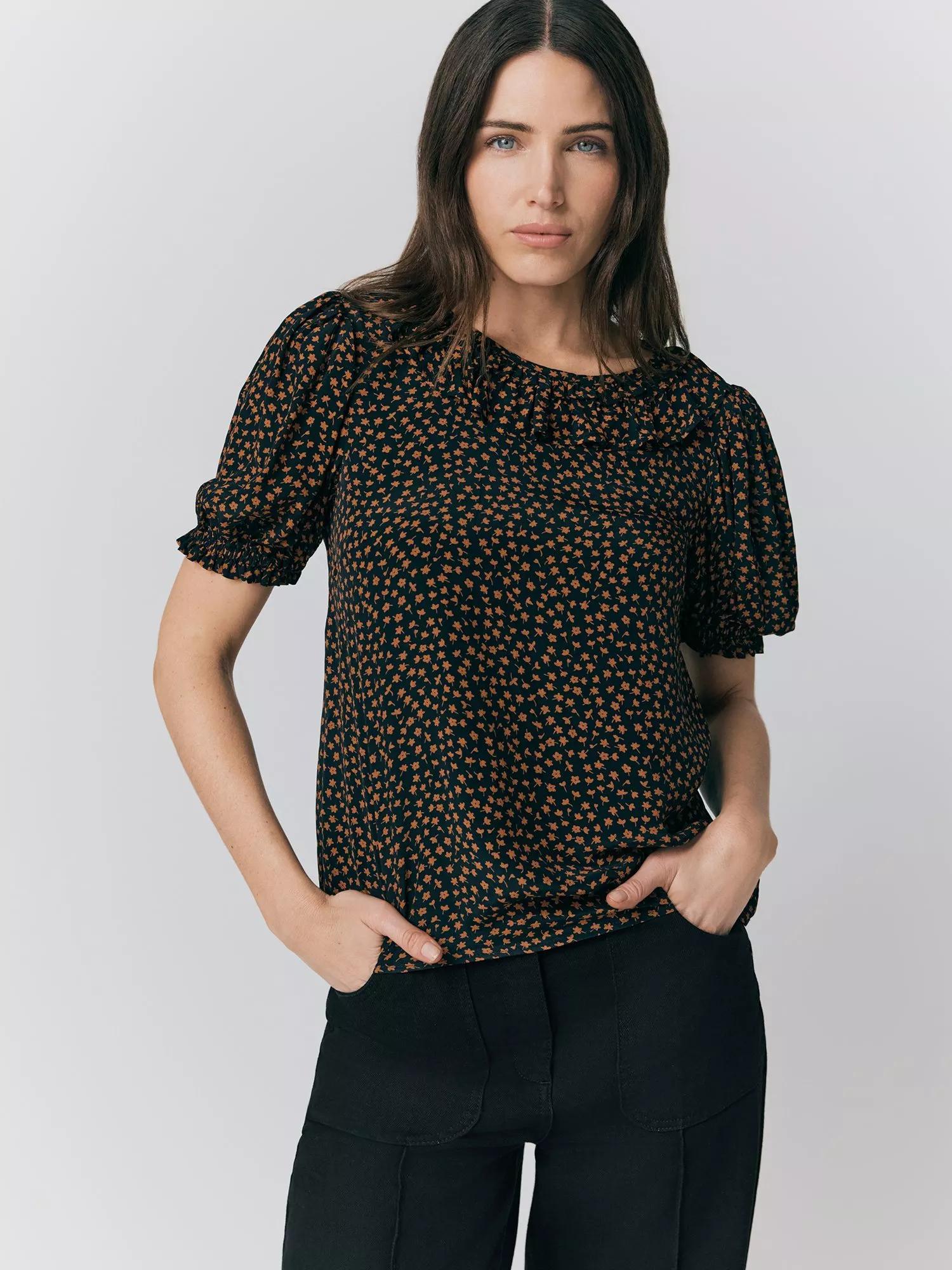 GHOST Mini Floral Ruffle Neck Top | endource