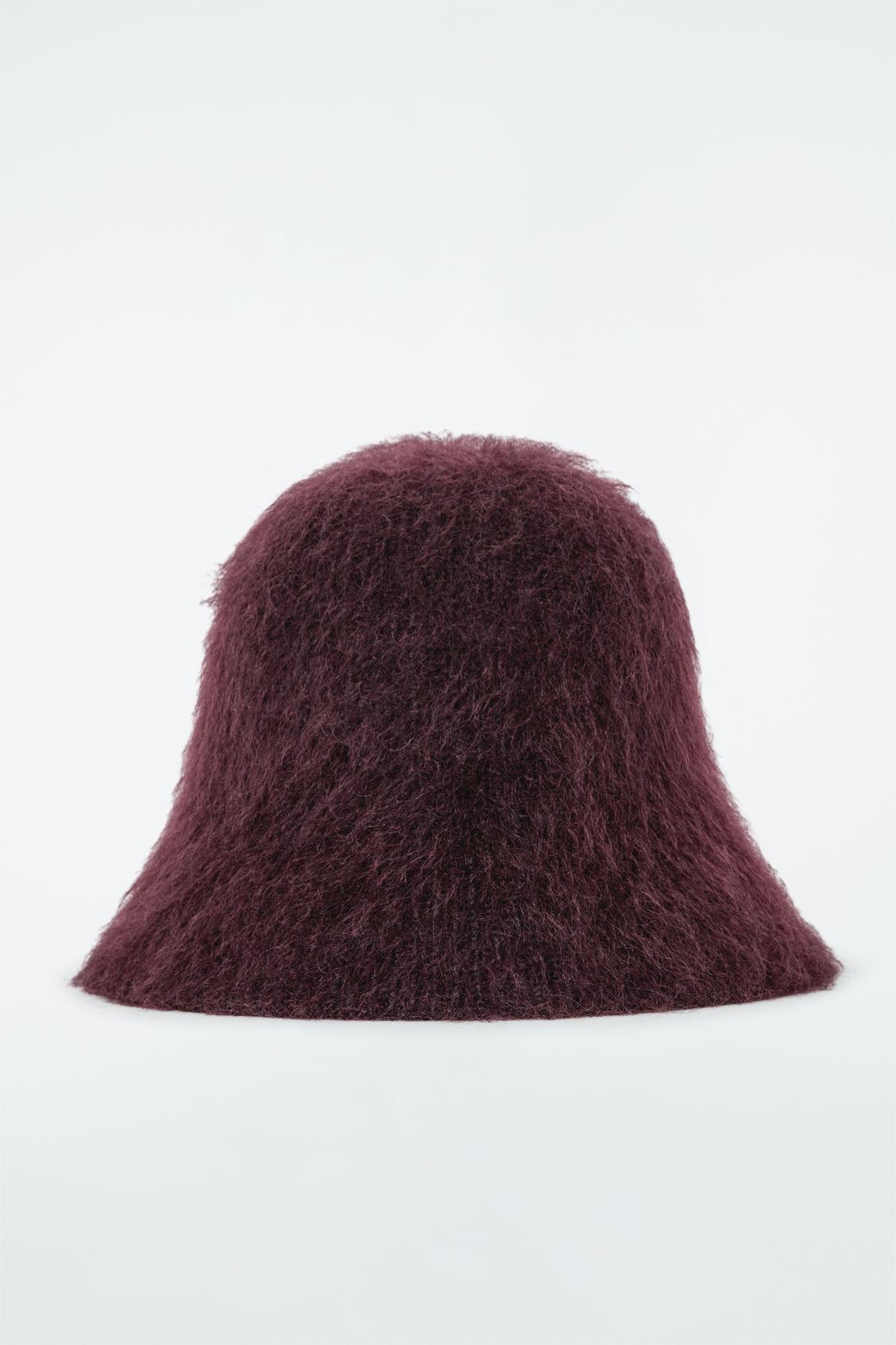 COS Mohair Bucket Hat in BURGUNDY | endource