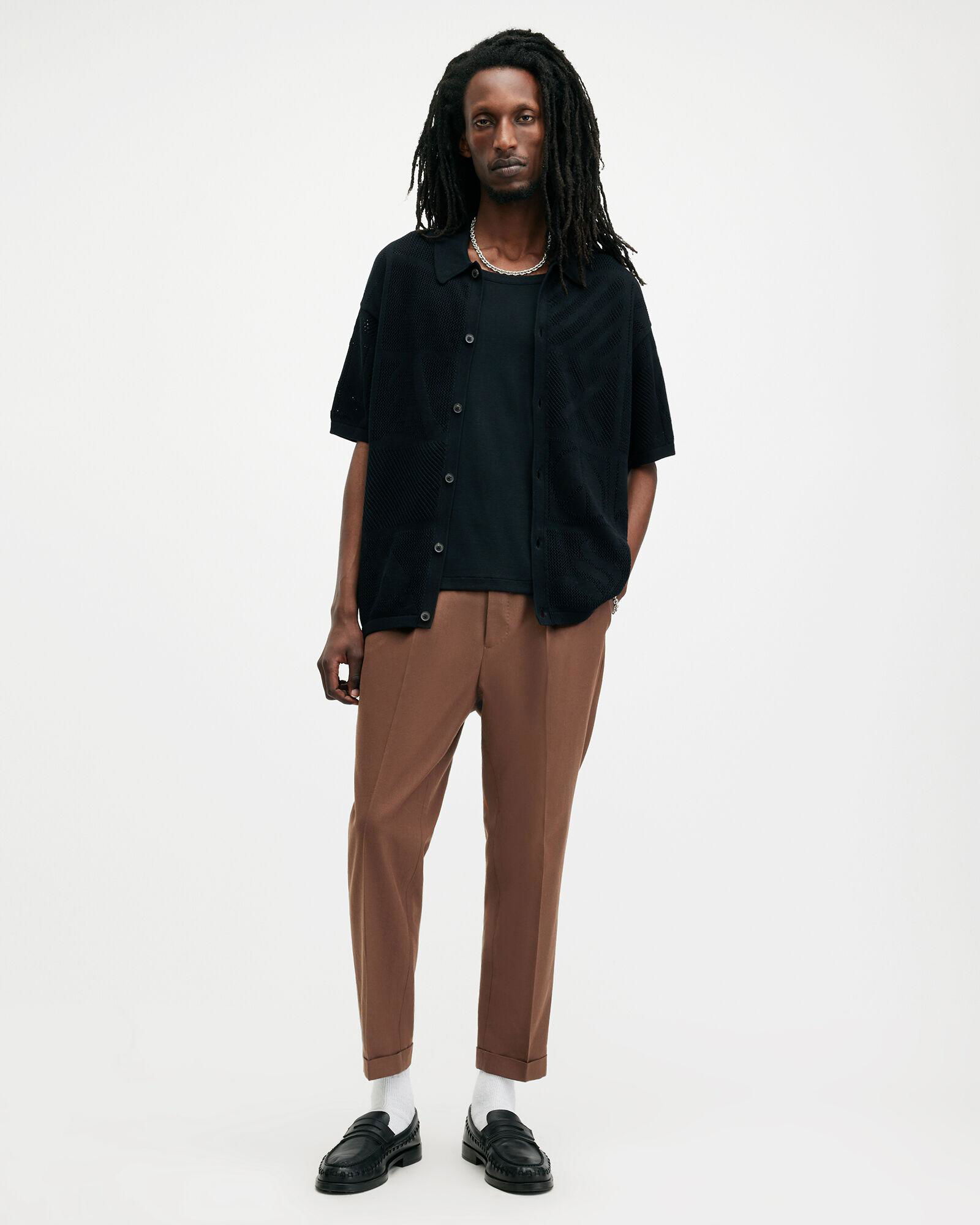 ALLSAINTS Tallis Slim Fit Cropped Tapered Trousers in Blunt Brown | endource