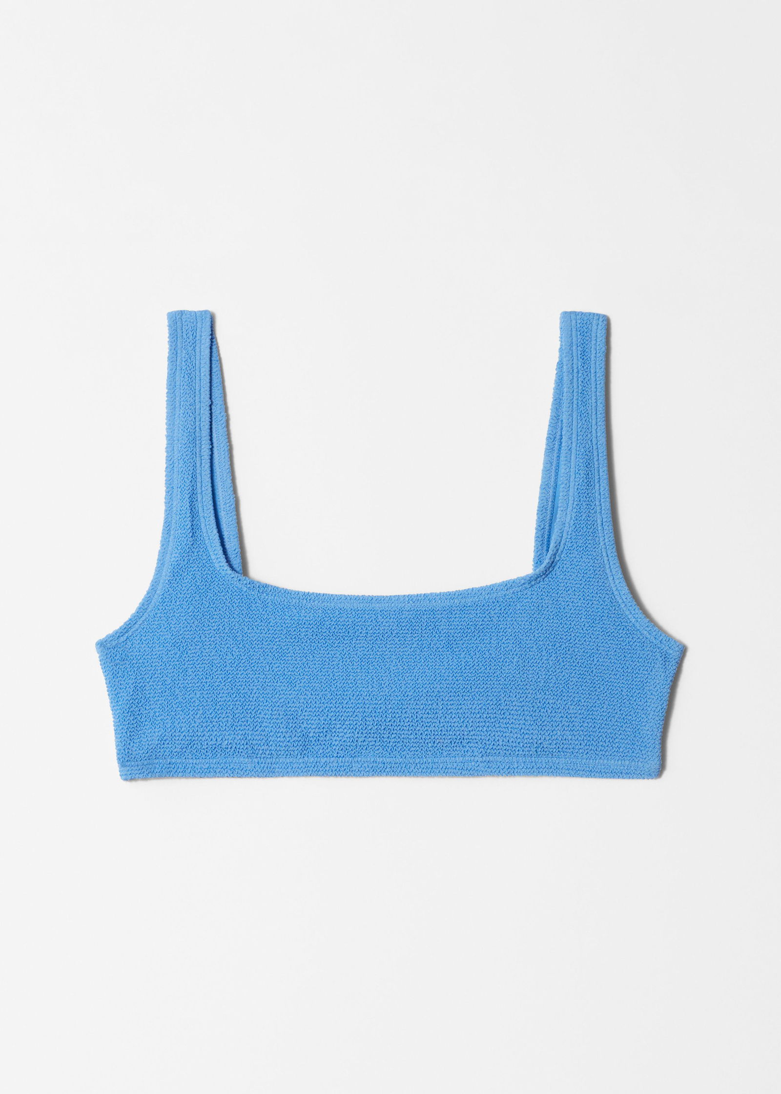 & OTHER STORIES Textured Square-Neck Bikini Top in Blue | endource