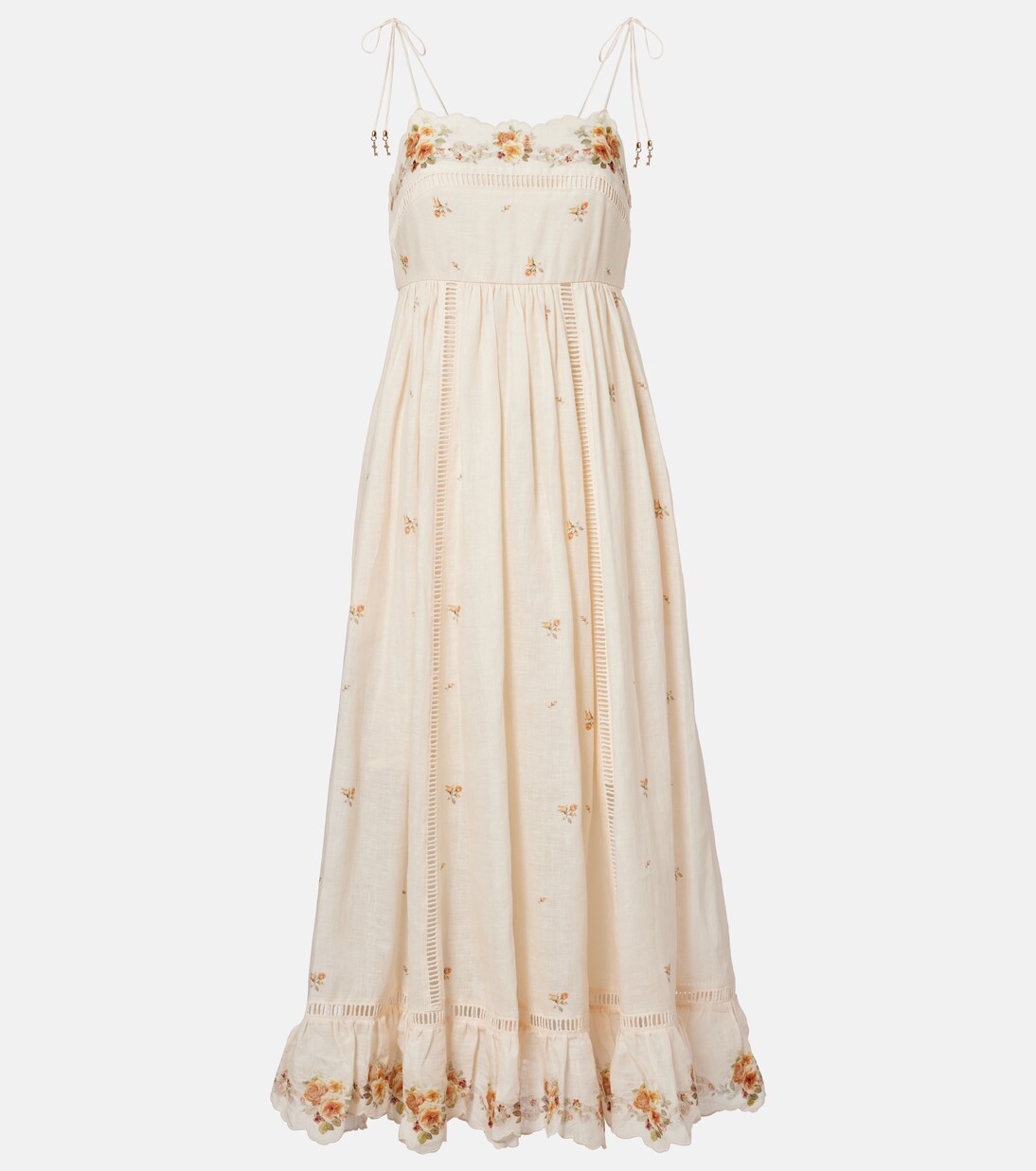 ZIMMERMANN Patience Floral Linen Midi Dress | endource