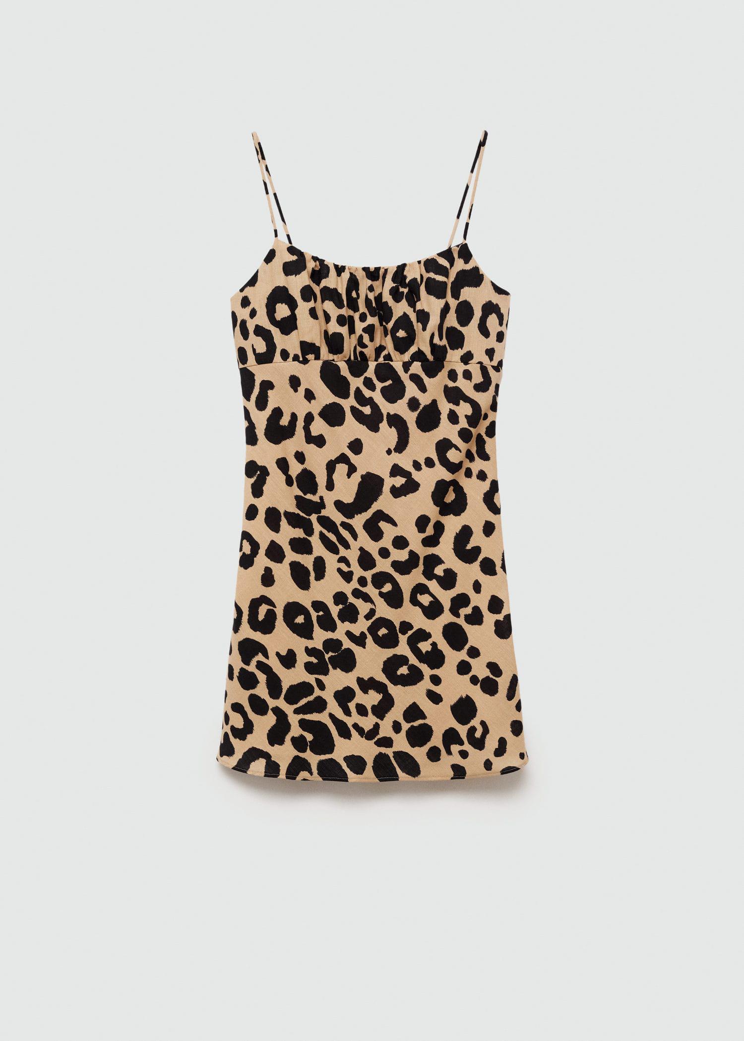 MANGO Short Leopard Dress in Ecru | Endource