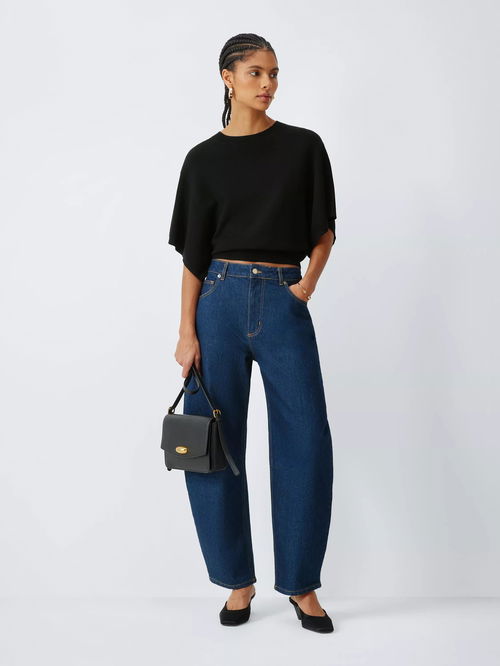 JOHN LEWIS Merino Wool Knit Wide Sleeve Zip Back Top | endource