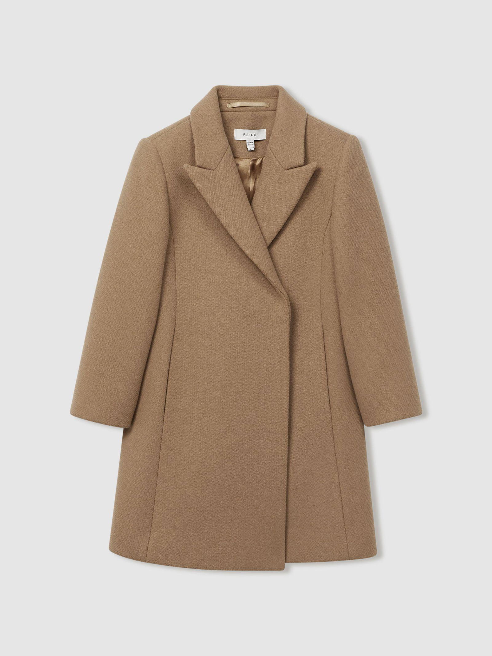 REISS Mid Length Wool Blend Coat in Camel | Endource