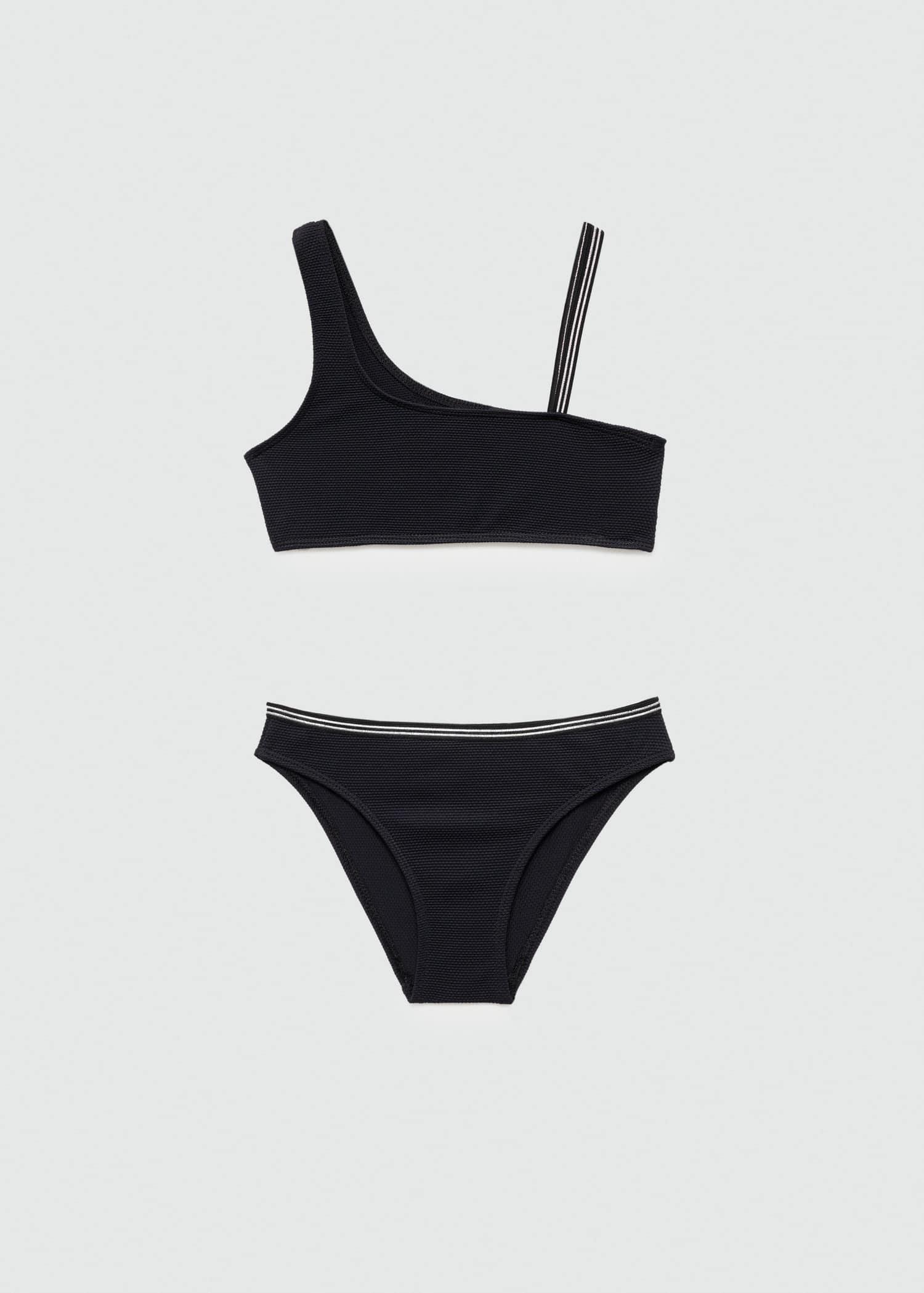 Mango Asymmetric Texture Bikini In Black Endource