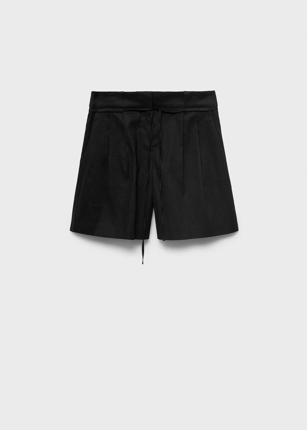 MANGO Linen Shorts With Bow And Belt | endource