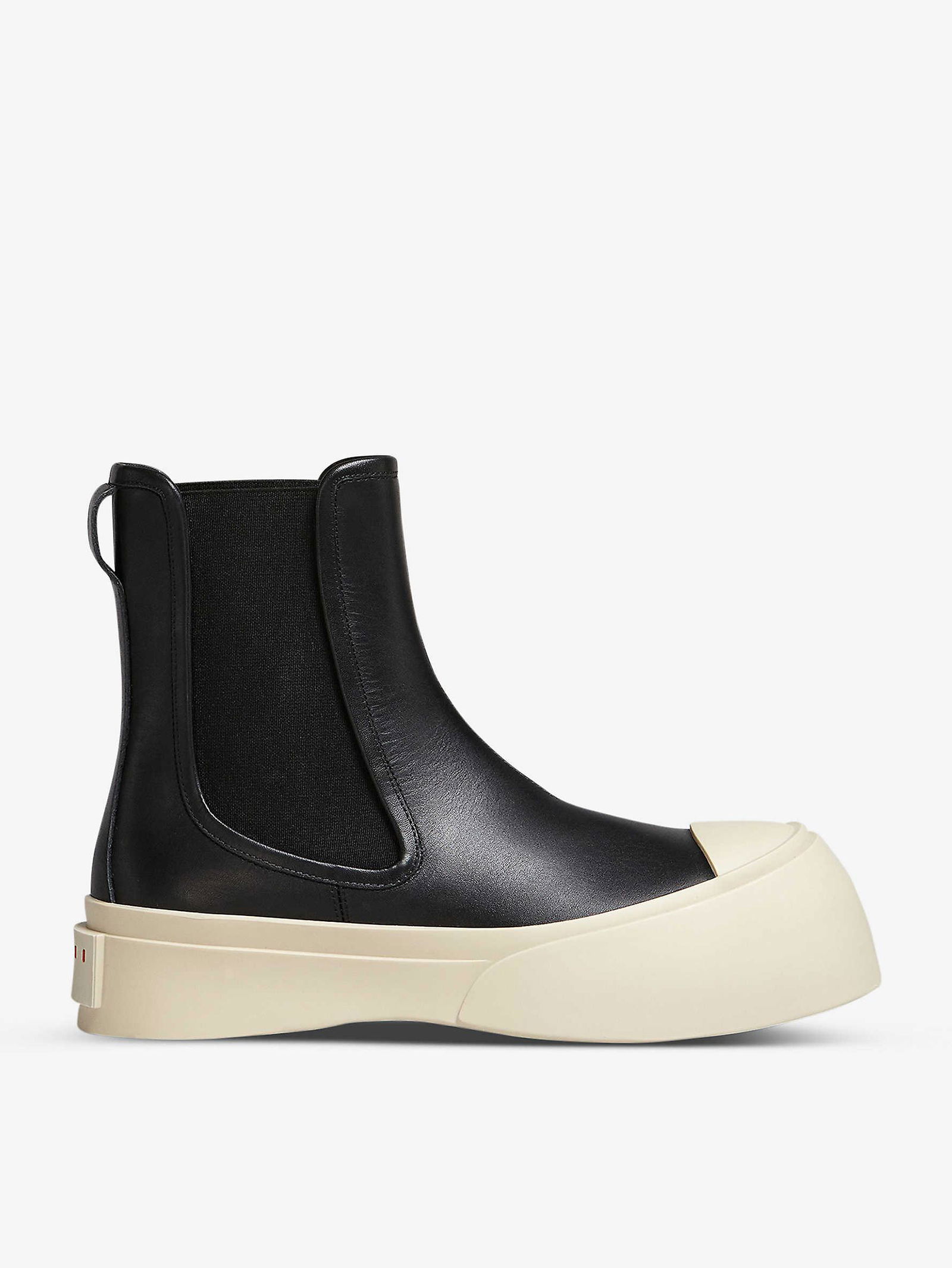 MARNI Pablo Chunky-Sole Leather Ankle Boots in BLACK | Endource