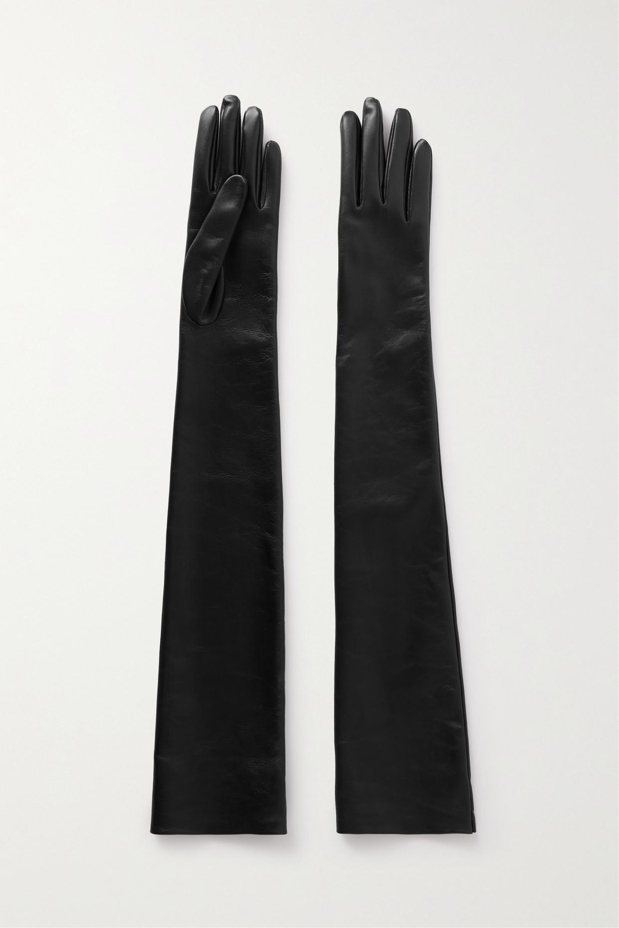 THE ROW Simon Leather Gloves in Black | Endource