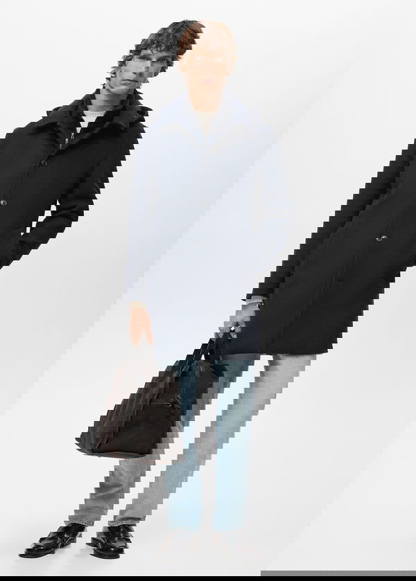 MANGO Wool Coat With Detachable Inner Collar | endource