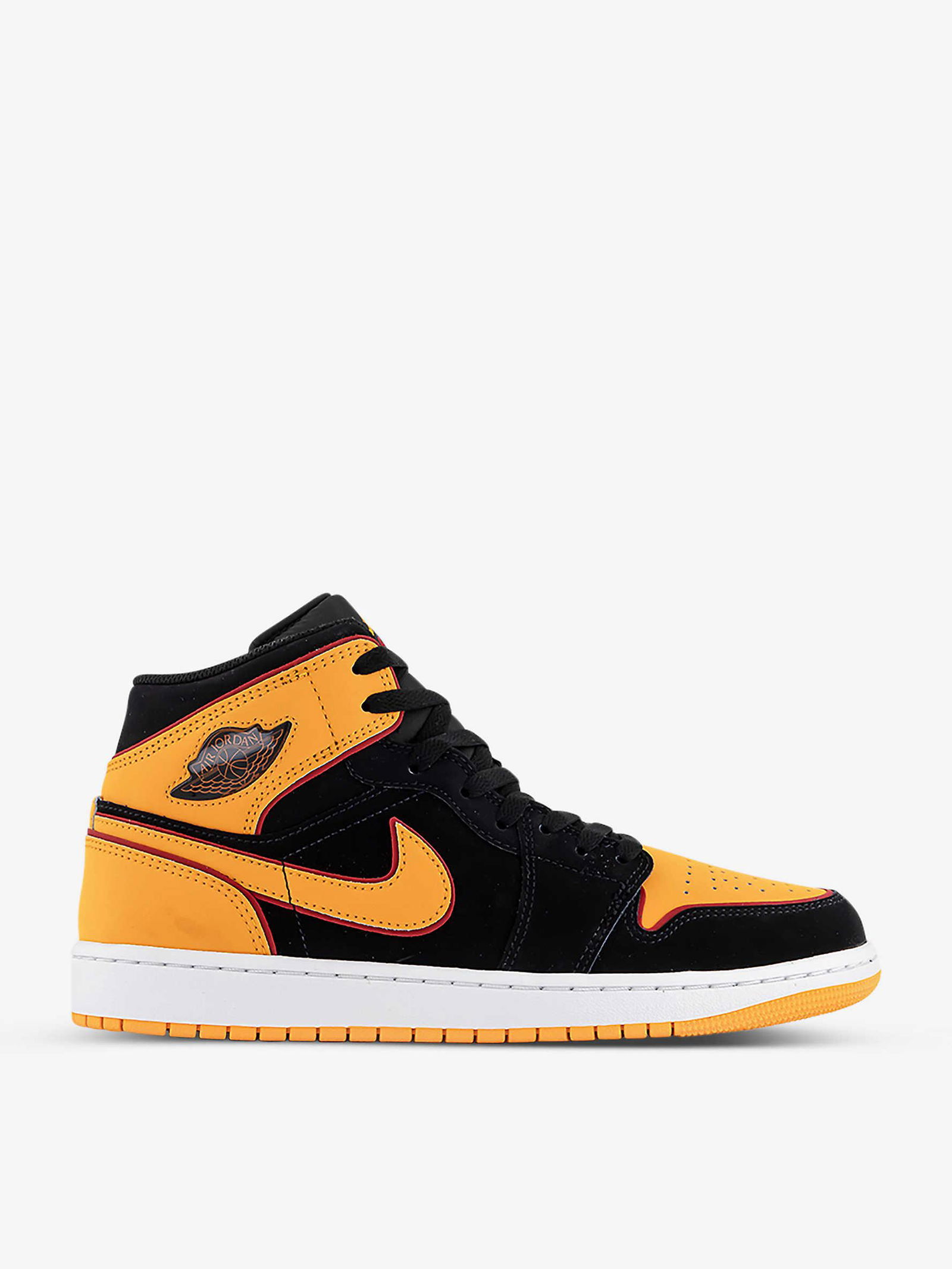 JORDAN Air Jordan 1 Mid Chunky-Sole Leather Mid-Top Trainers in BLACK ...