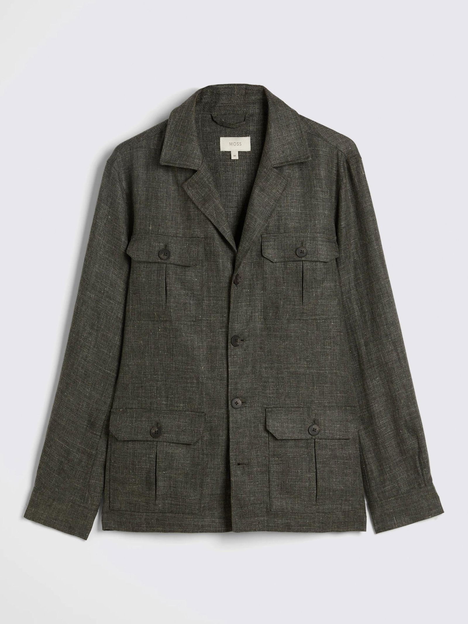 MOSS Linen Safari Shacket in Khaki | endource