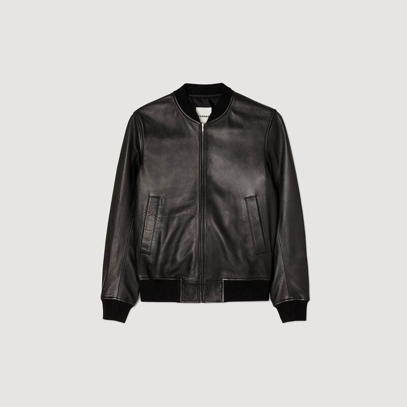 SANDRO Leather Jacket in Black | endource