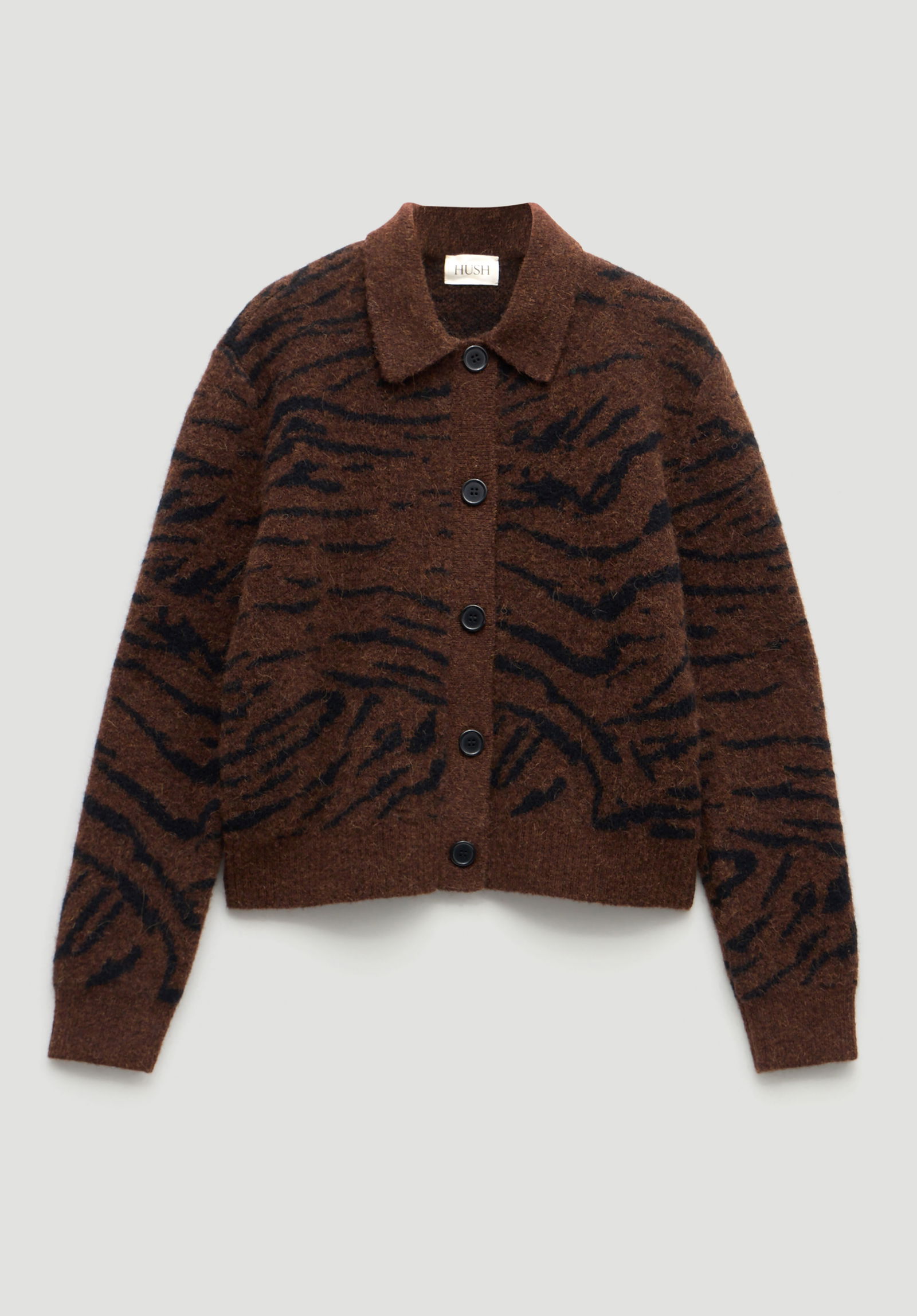 HUSH Wool Blend Tiger Jacquard Shirt Jacket | endource