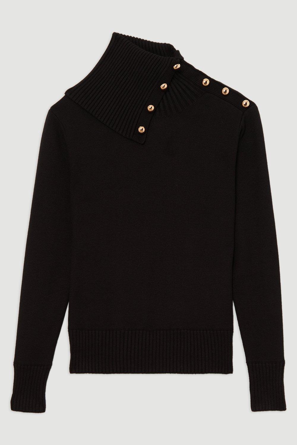KAREN MILLEN Military Trim Envelope Neck Knit Jumper | endource