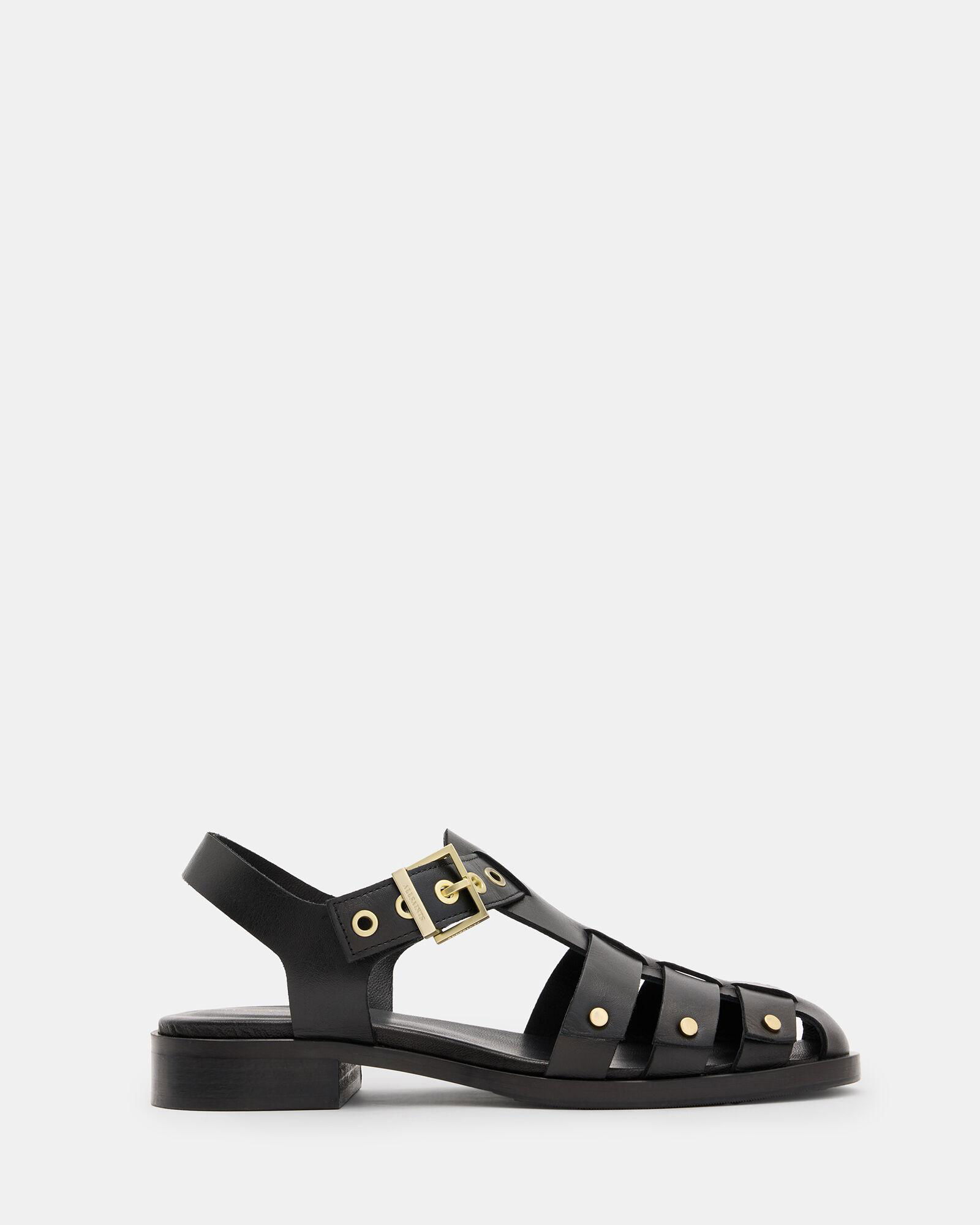 ALLSAINTS Nelly Studded Leather Sandals in Black | Endource