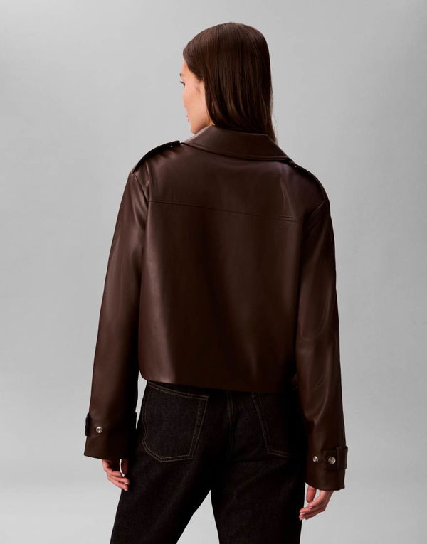 CALVIN KLEIN Jeans Leather Moto Jacket In Brown | endource