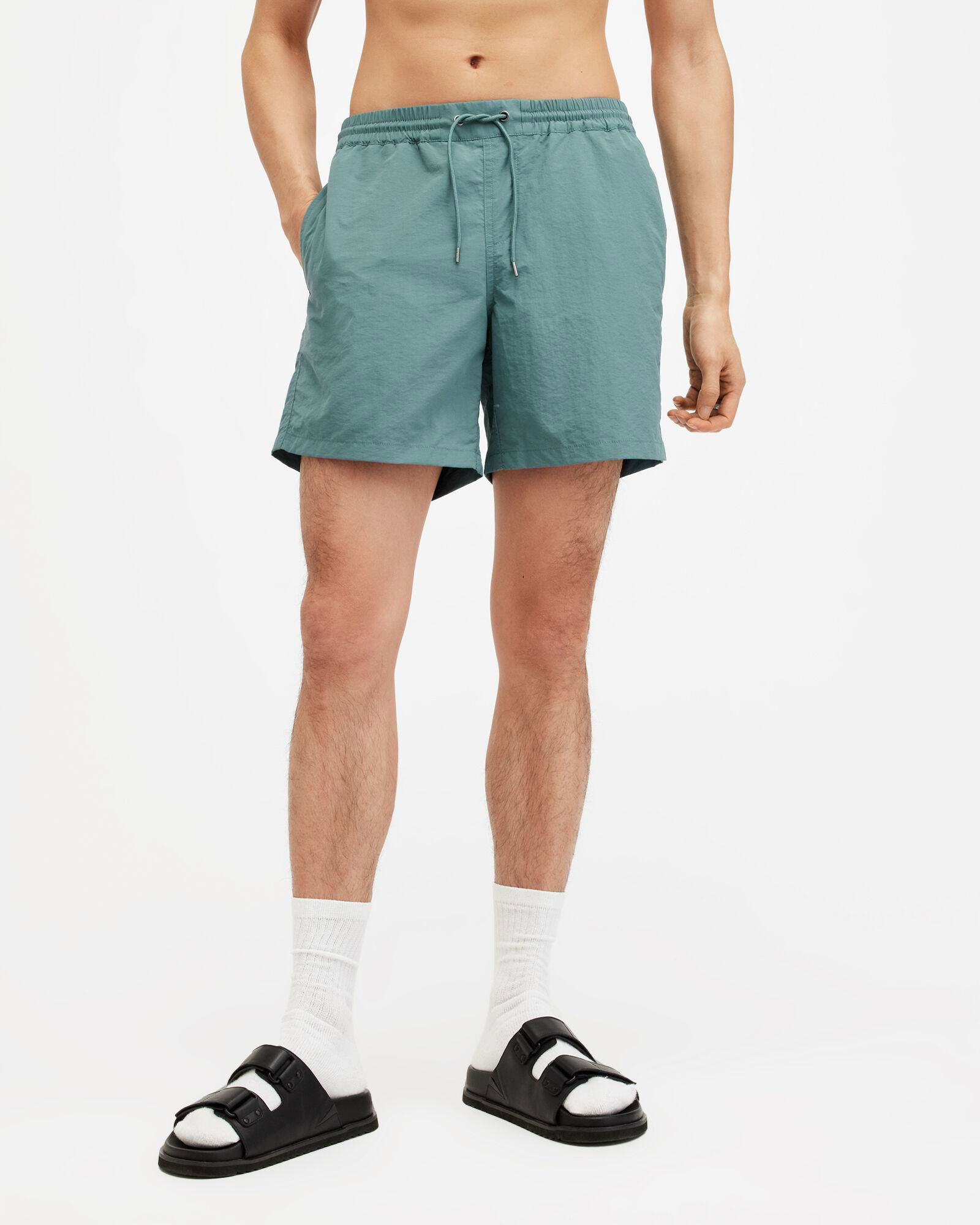 ALLSAINTS Warden Slim Fit Swim Shorts in Aquara Blue | endource