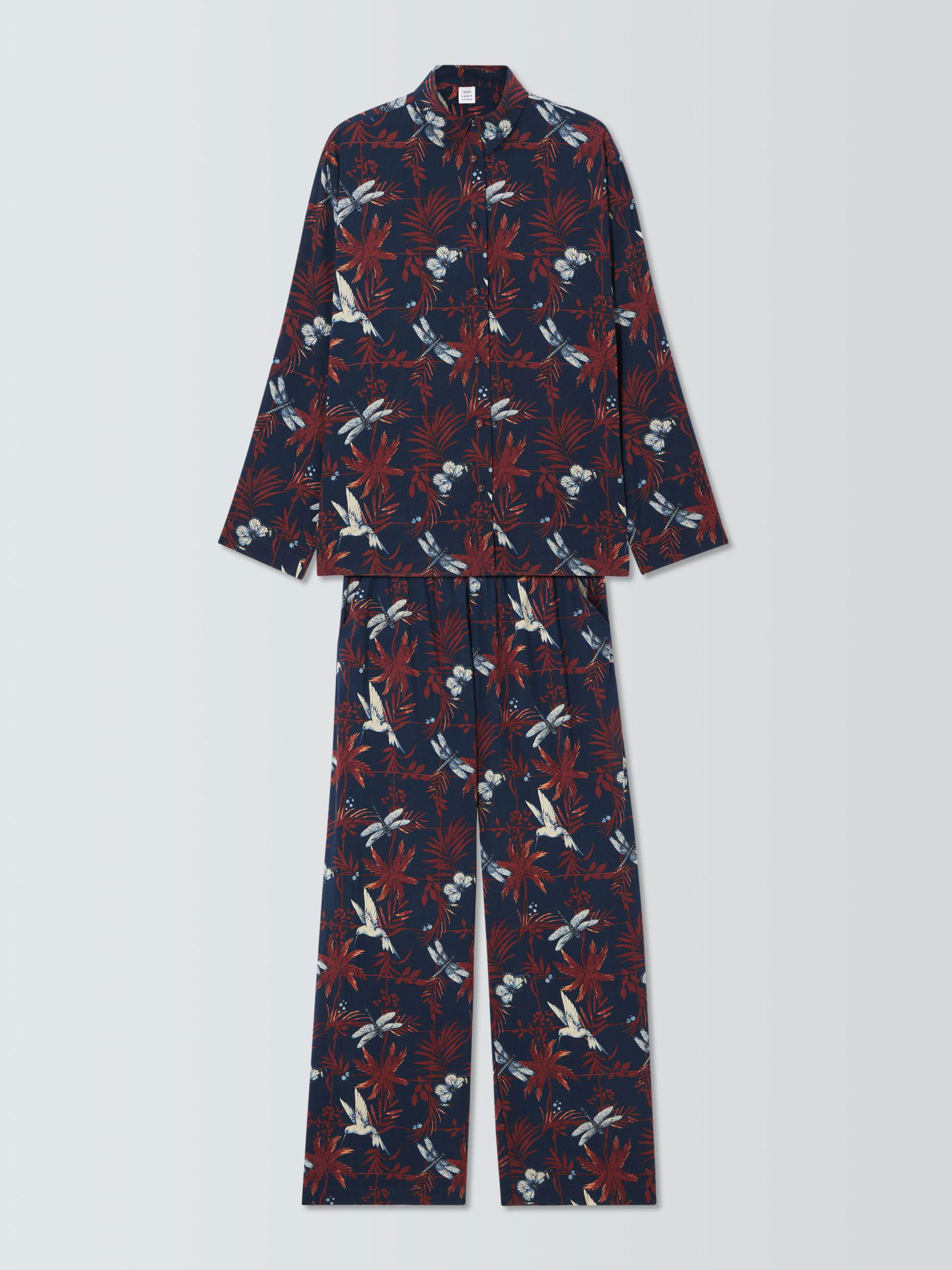 JOHN LEWIS Hummingbird Cotton Modal Blend Pyjama Set | endource