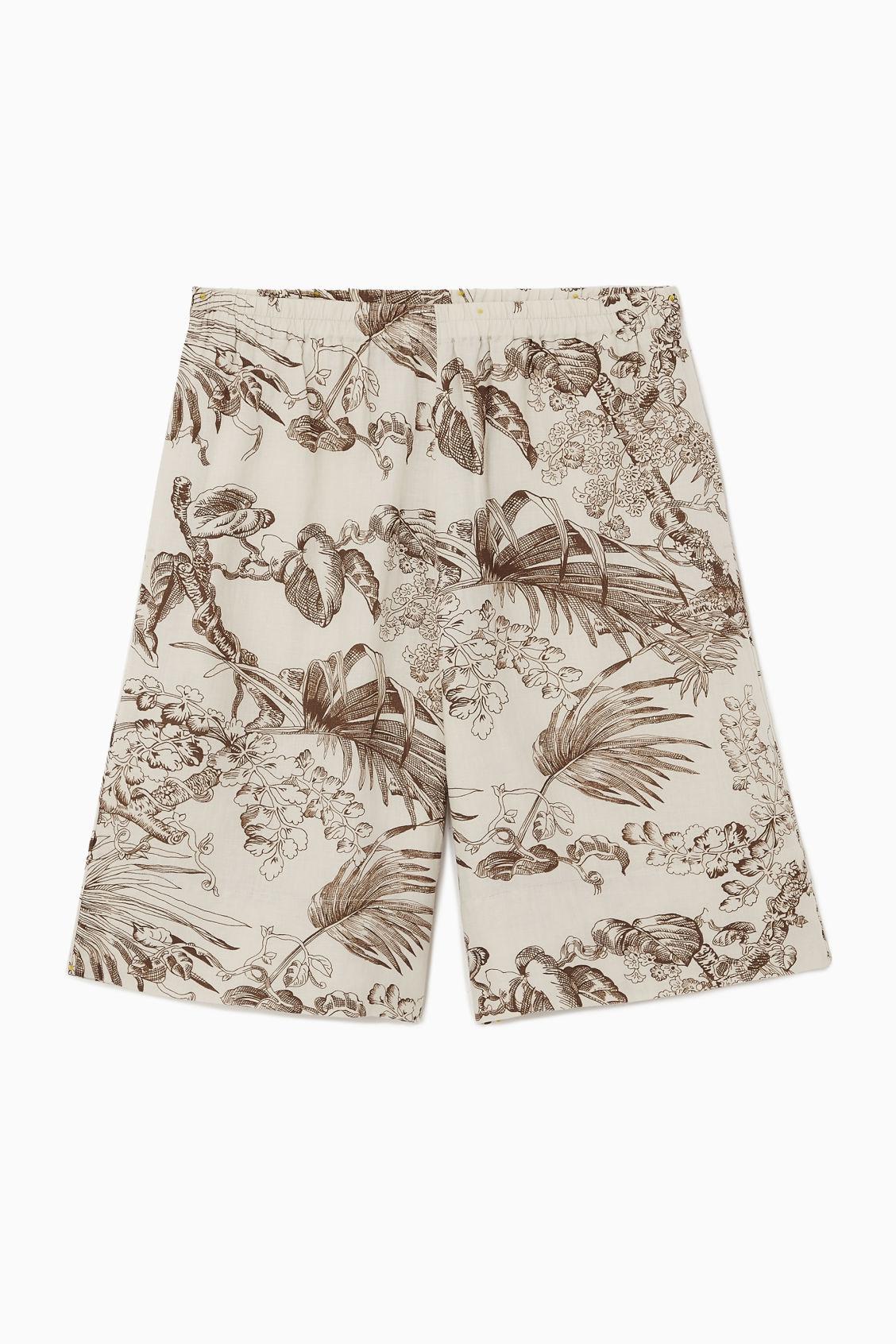 COS Botanical-Print Linen Shorts | endource
