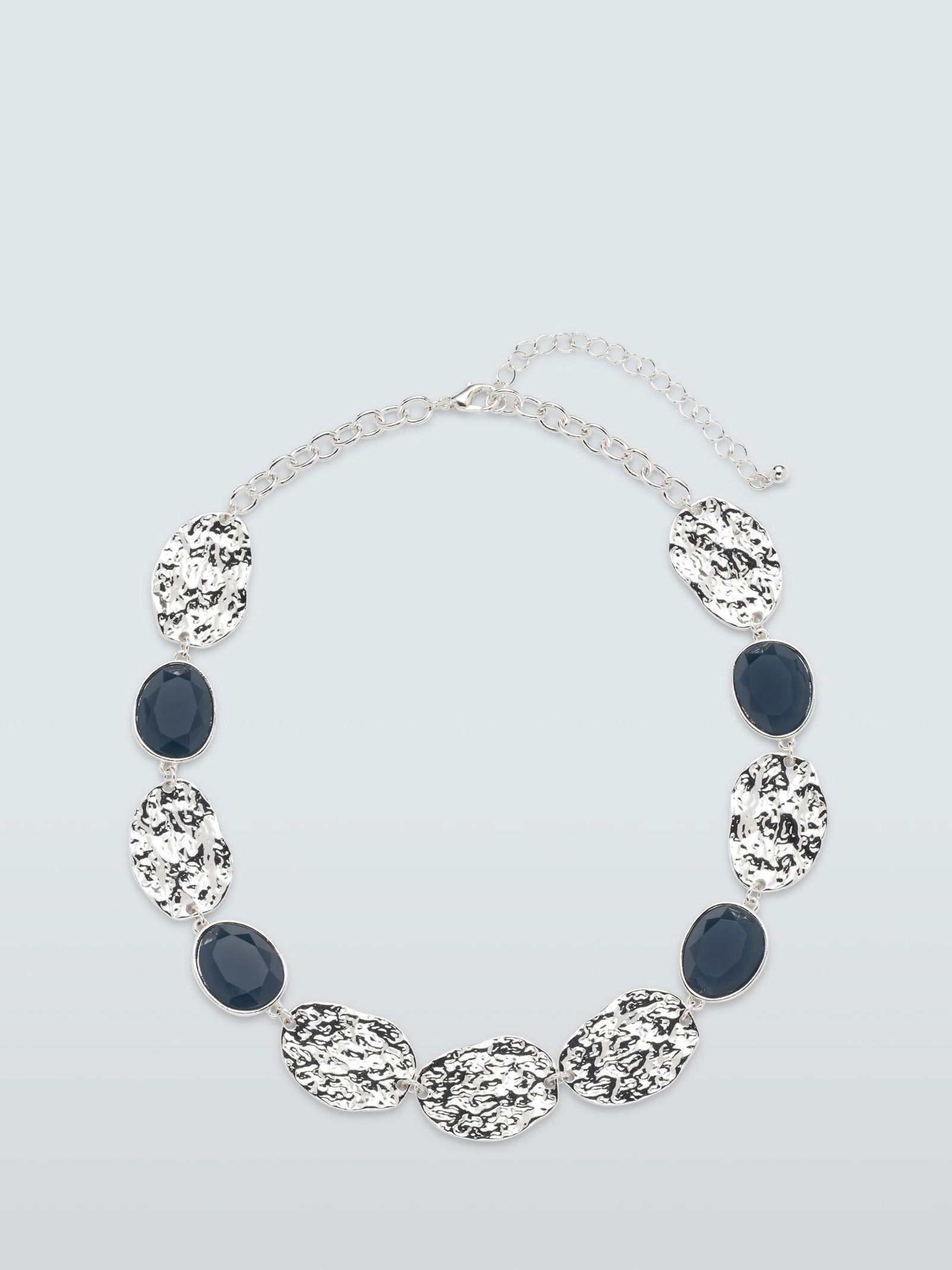 JOHN LEWIS Gemstone And Hammered Oval Chain Bracelet in Silver | endource
