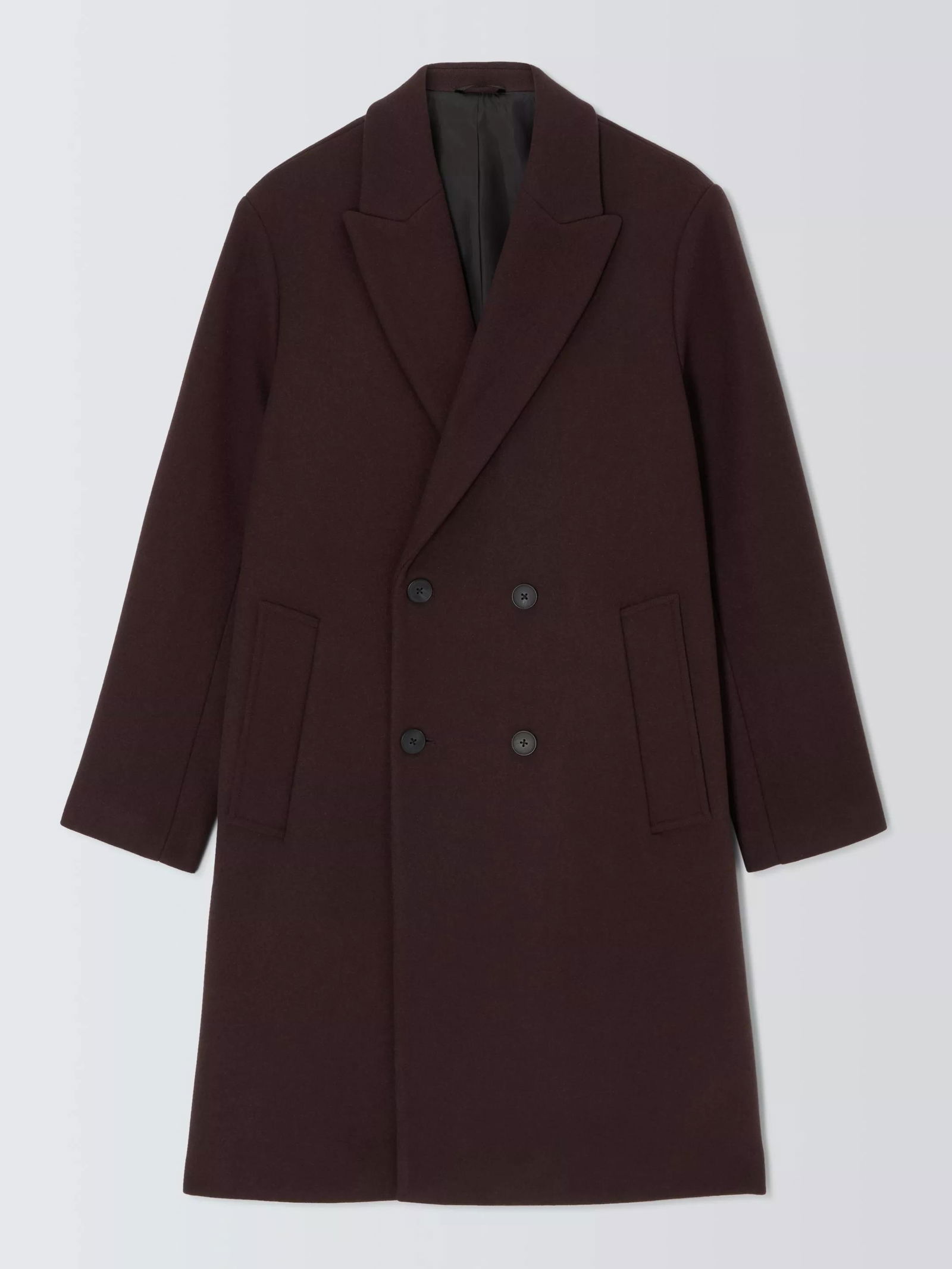 KIN Double-Breasted Wool Overcoat in Cofee Bean | endource