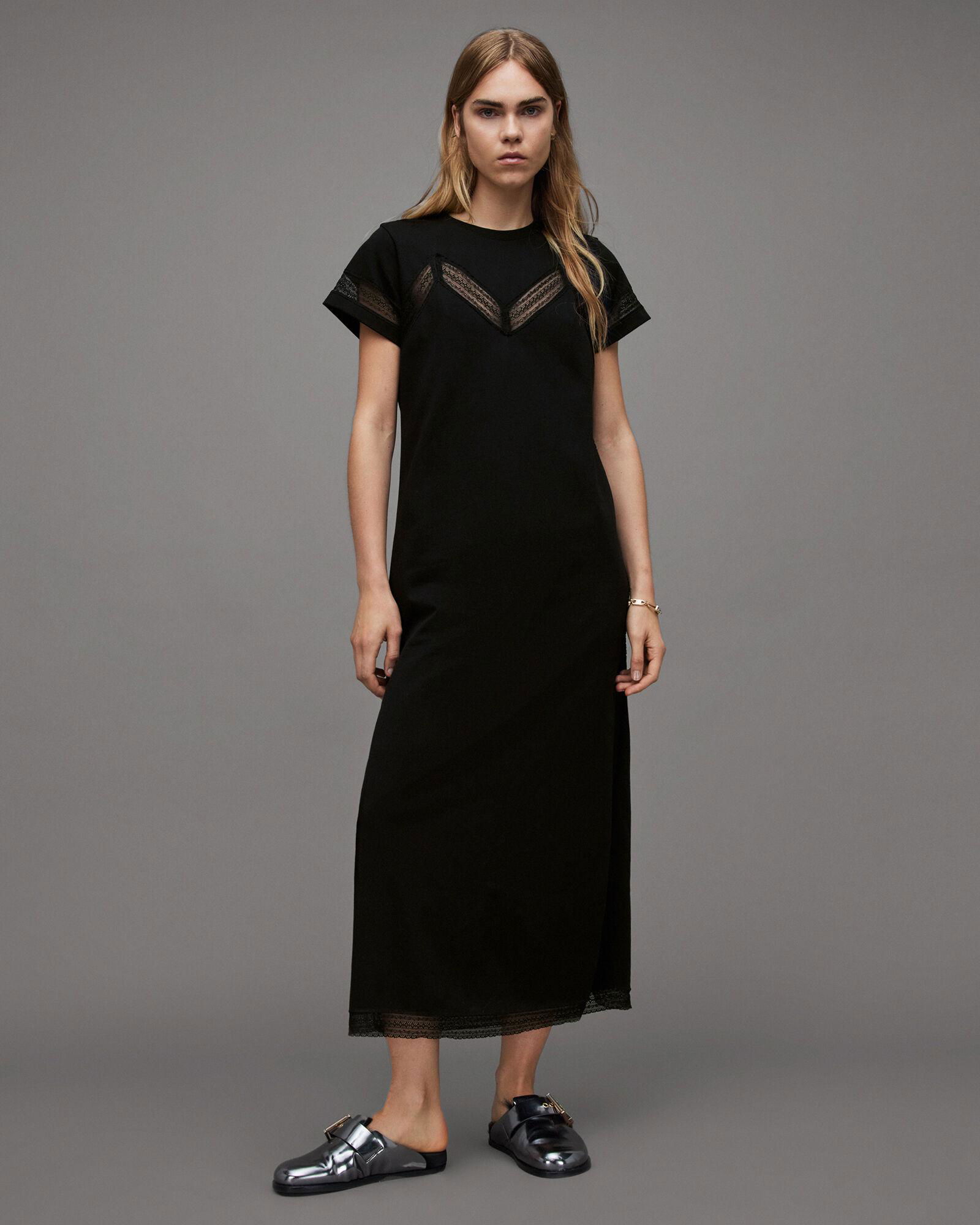 ALLSAINTS Anna Lace Maxi Dress in Black | endource