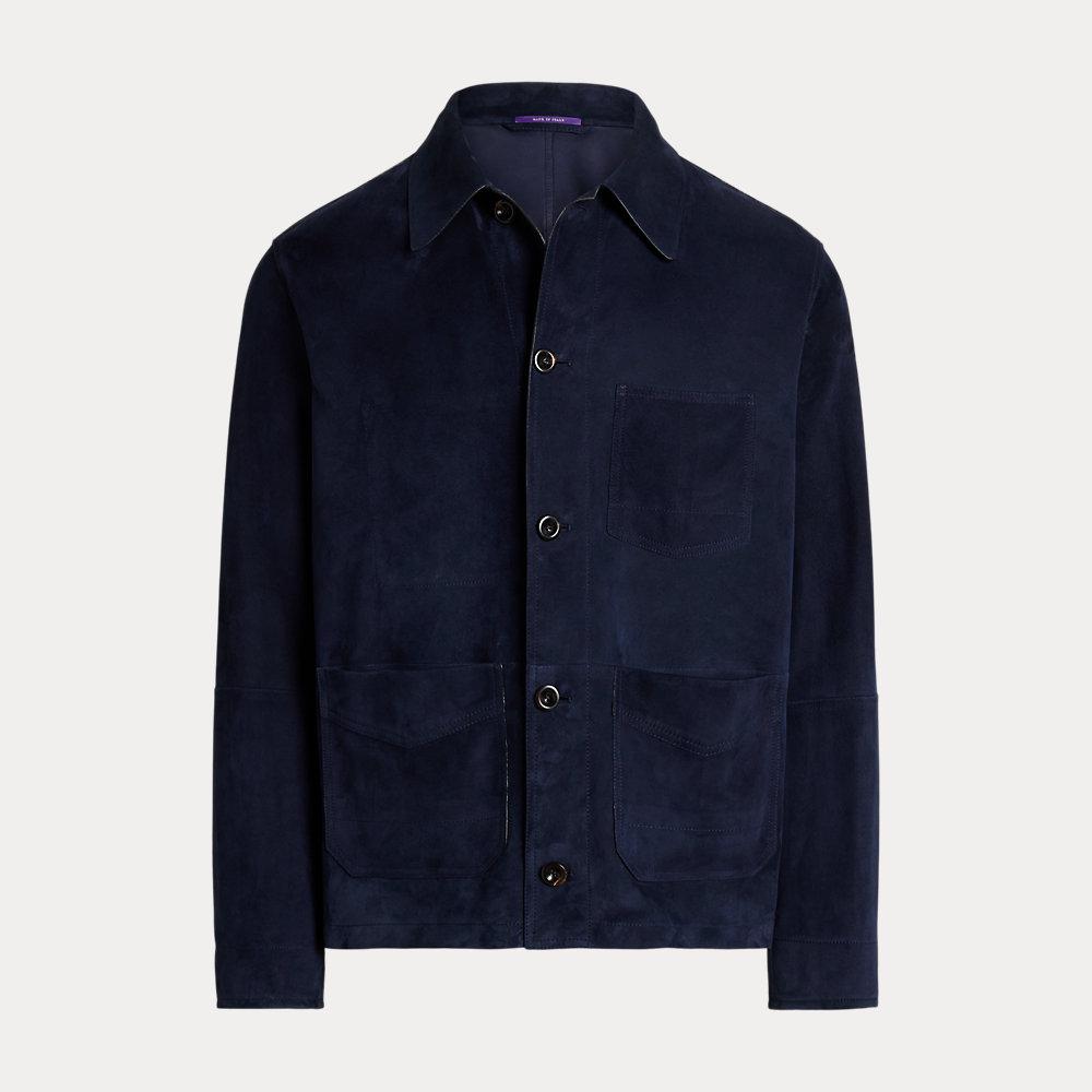 RALPH LAUREN PURPLE LABEL Burnham Suede Jacket in Blue | Endource