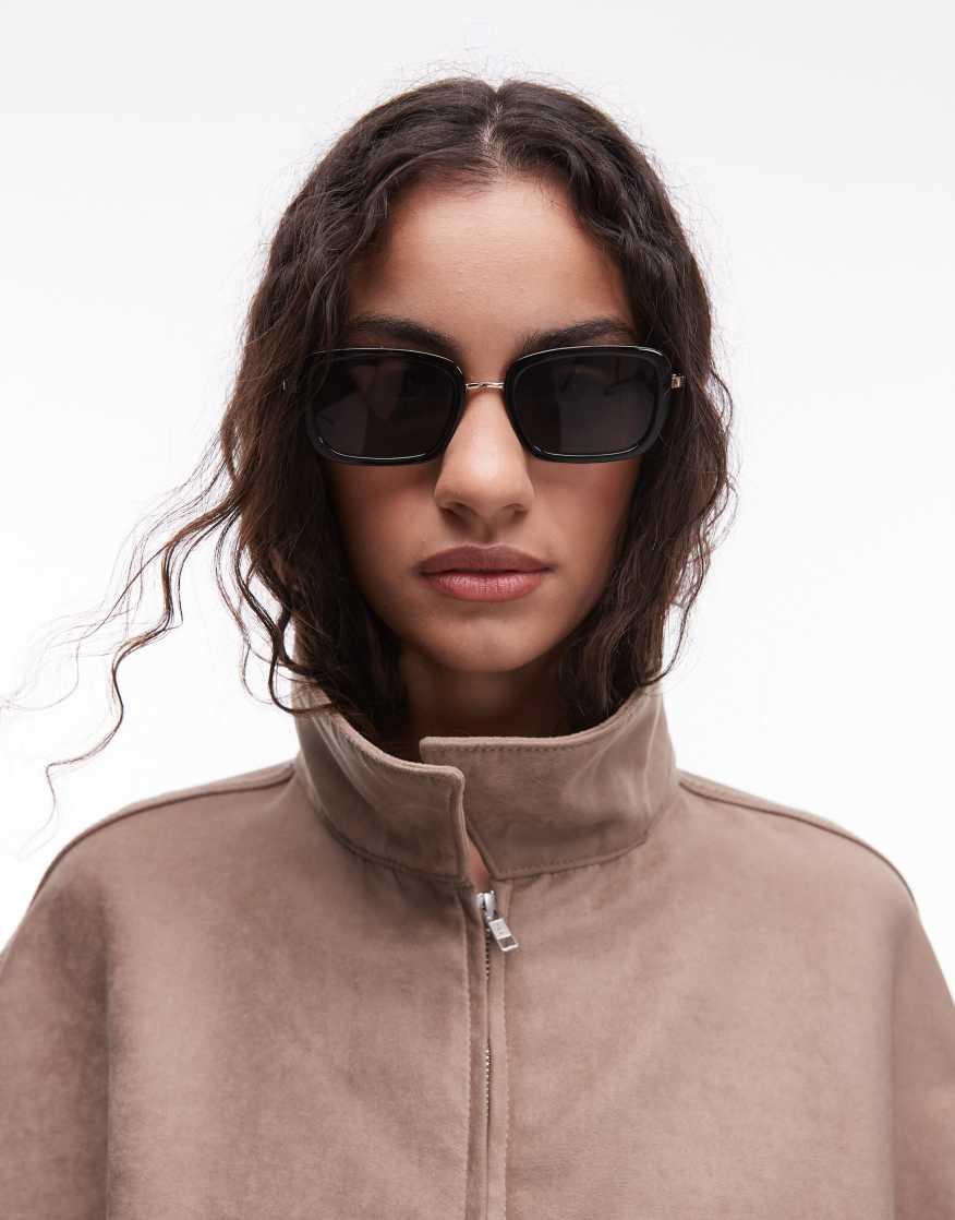 MANGO Metal Frame Sunglasses in BLACK | endource