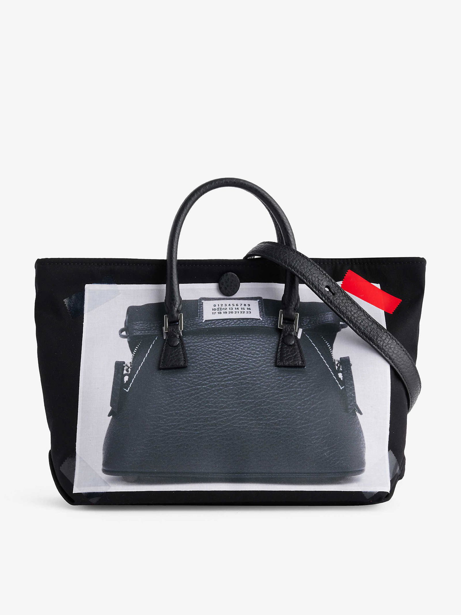 MAISON MARGIELA Trompe L'Oeil 5ac Micro Cotton-Blend Tote Bag in BLACK/BLACK | endource