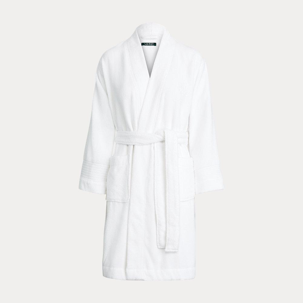 LAUREN RALPH LAUREN Custom Cotton Terry Cloth Robe in White | endource