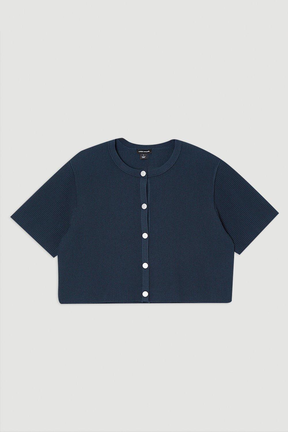 KAREN MILLEN Ottoman Stitch Short Sleeve Knitted Cardi | endource
