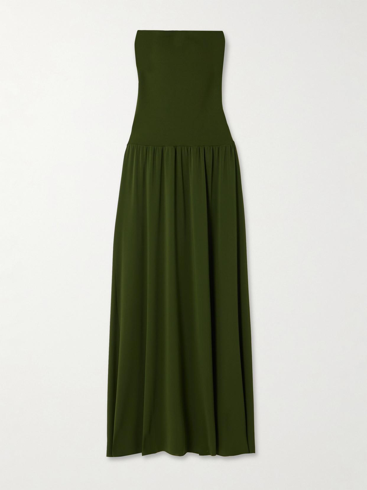 ERES Oda Strapless Maxi Dress in Green | endource