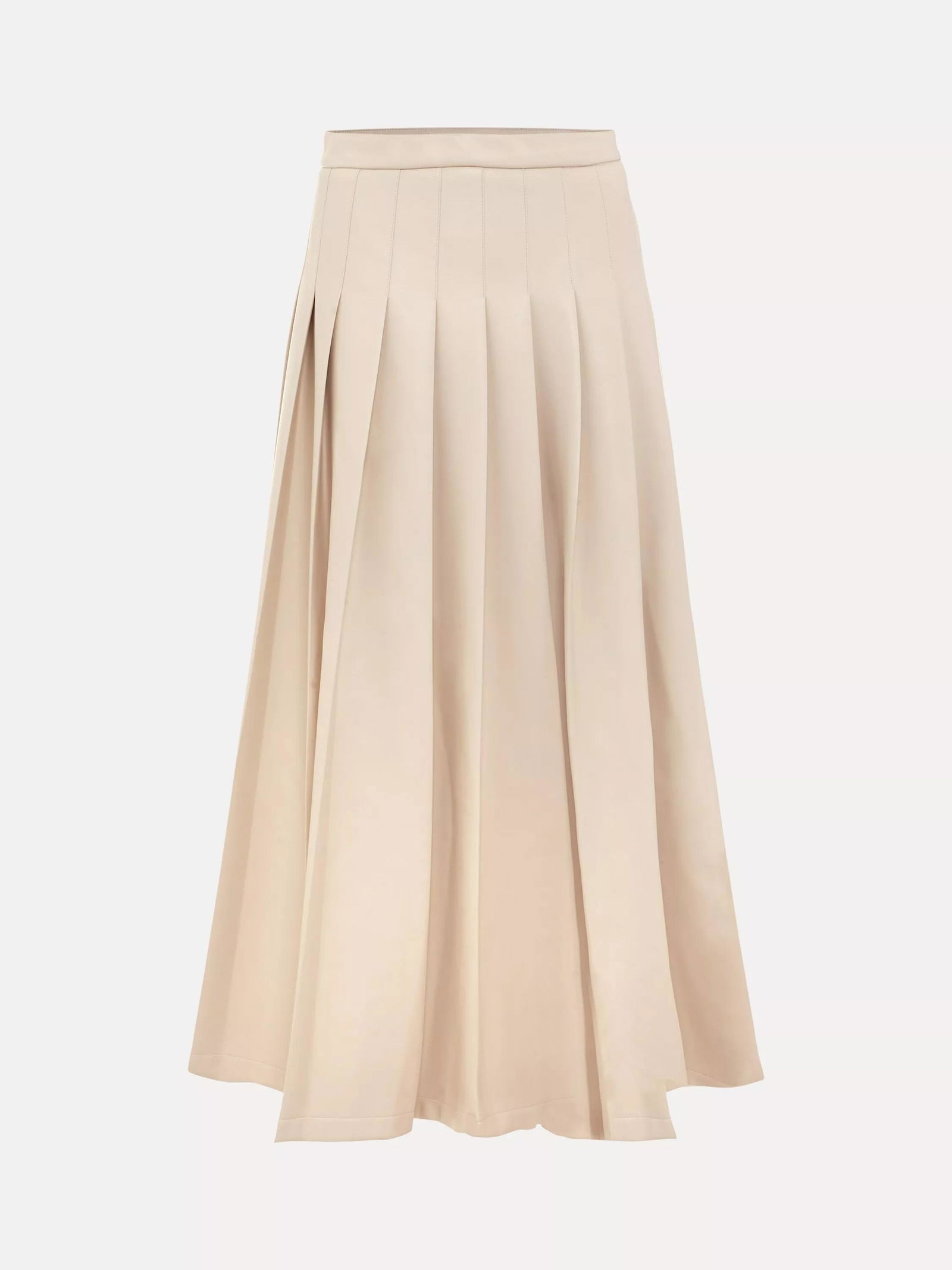 PHASE EIGHT Susie Faux Leather Pleated Skirt in Cream | endource